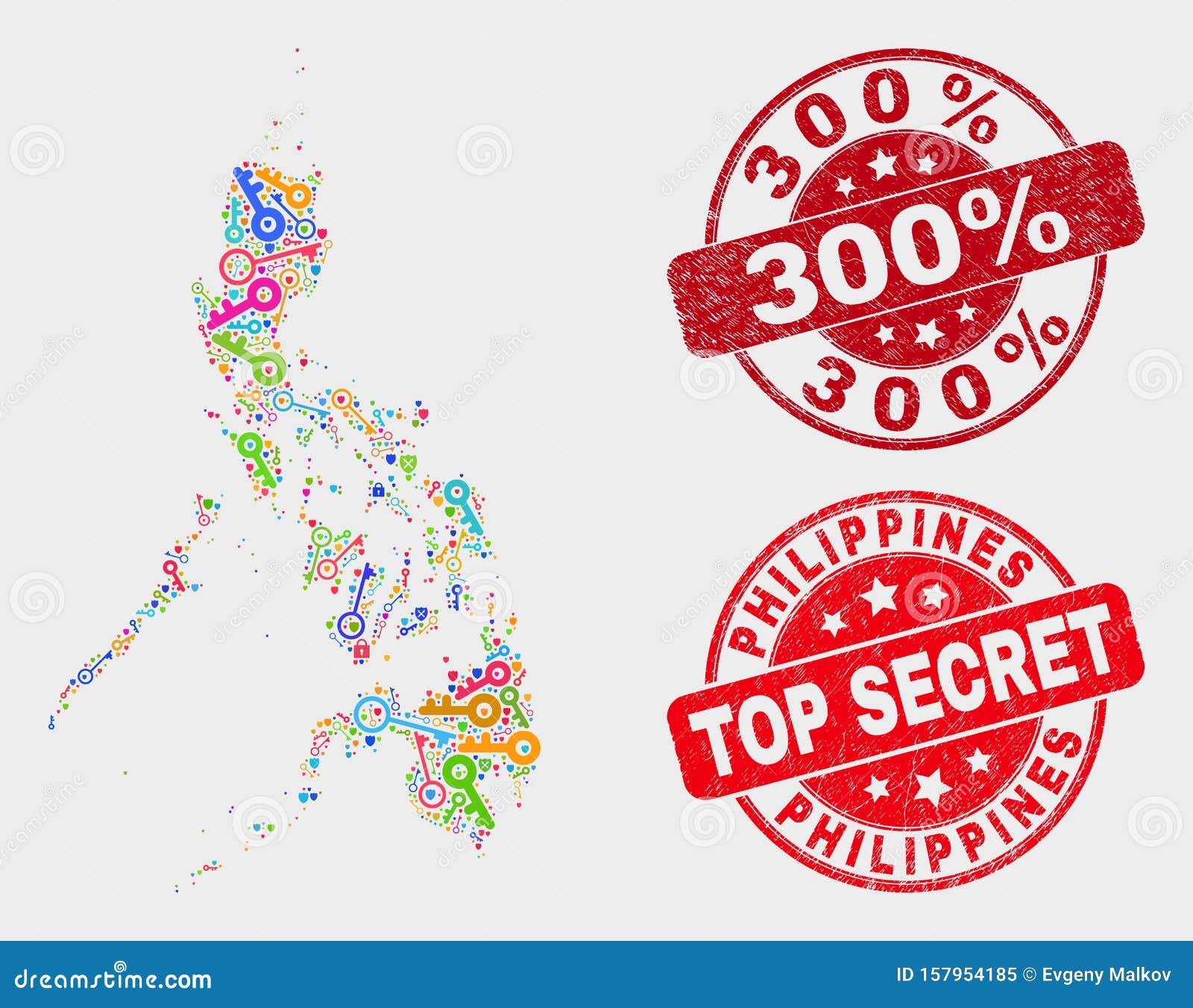 Collage of Privacy Philippines Map and Distress 300 Percent Seal ...