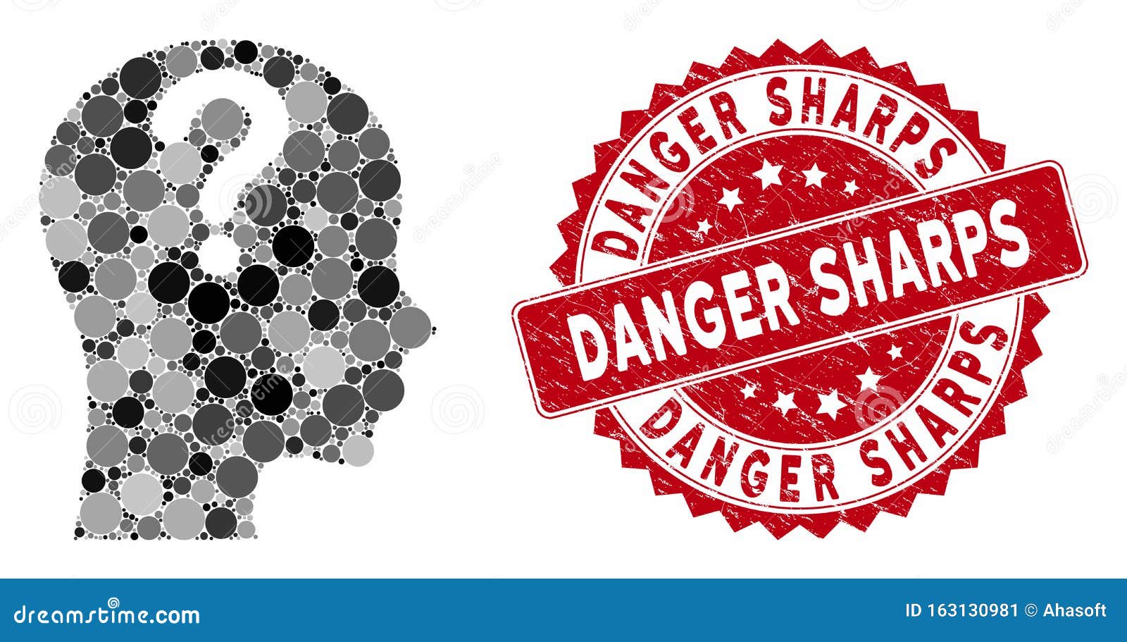 Collage Problem with Distress Danger Sharps Stamp Stock Illustration ...