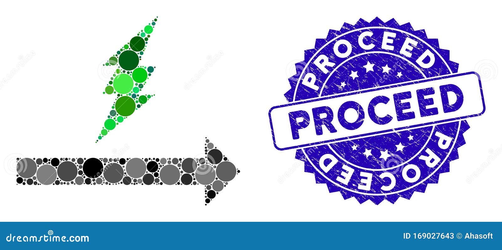 Collage Proceed Icon with Grunge Proceed Stamp Stock Vector ...