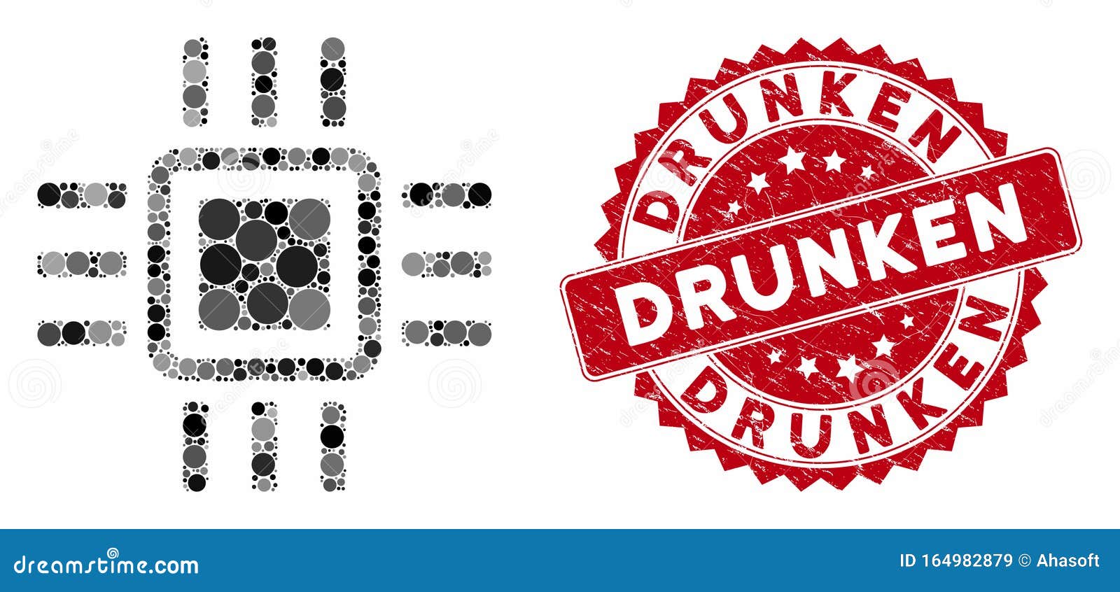 Collage Processor with Textured Drunken Stamp Stock Illustration ...