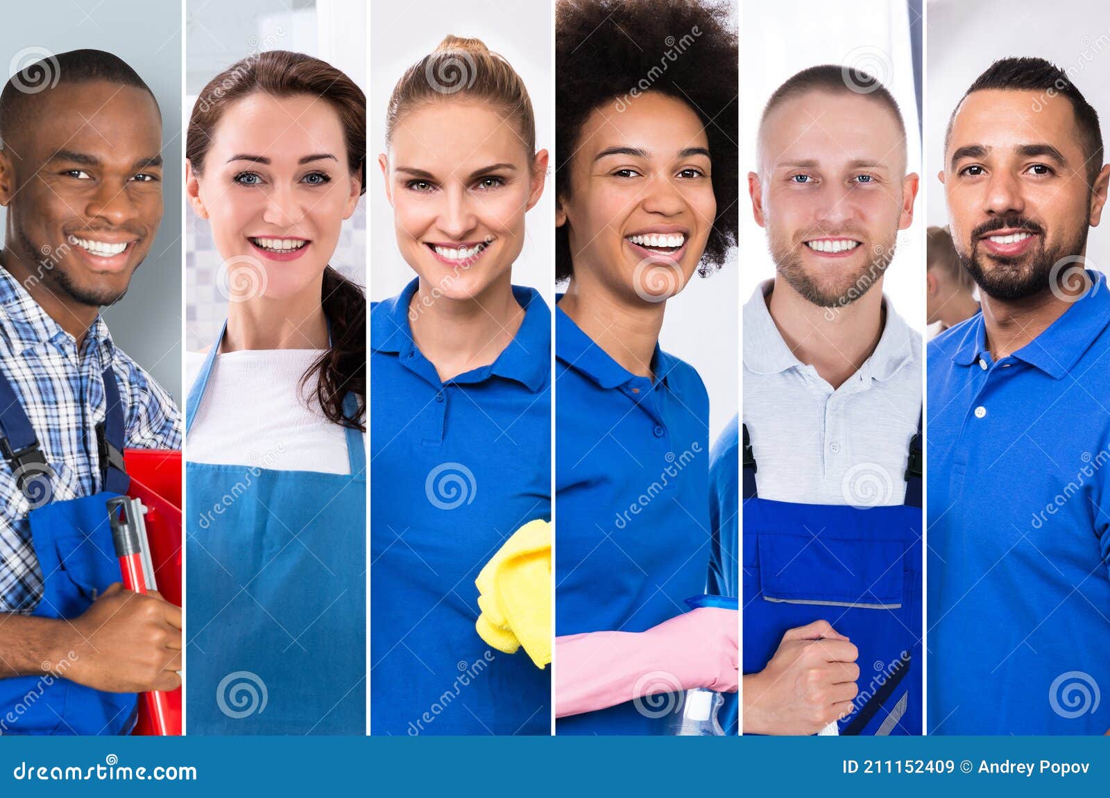 Collage of Professional Cleaners Stock Image - Image of professional ...