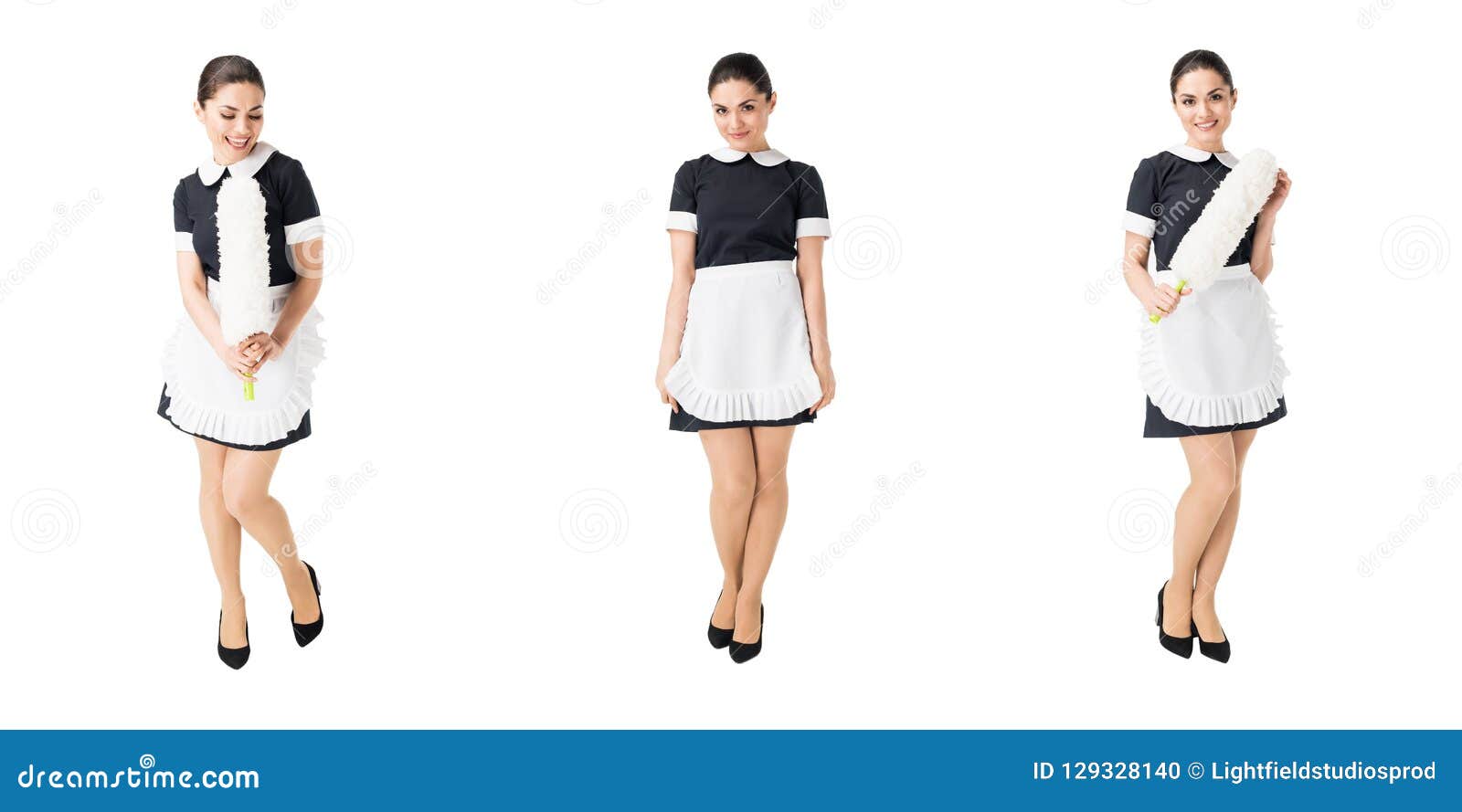 Collage with Professional Maid in Uniform Stock Photo - Image of ...