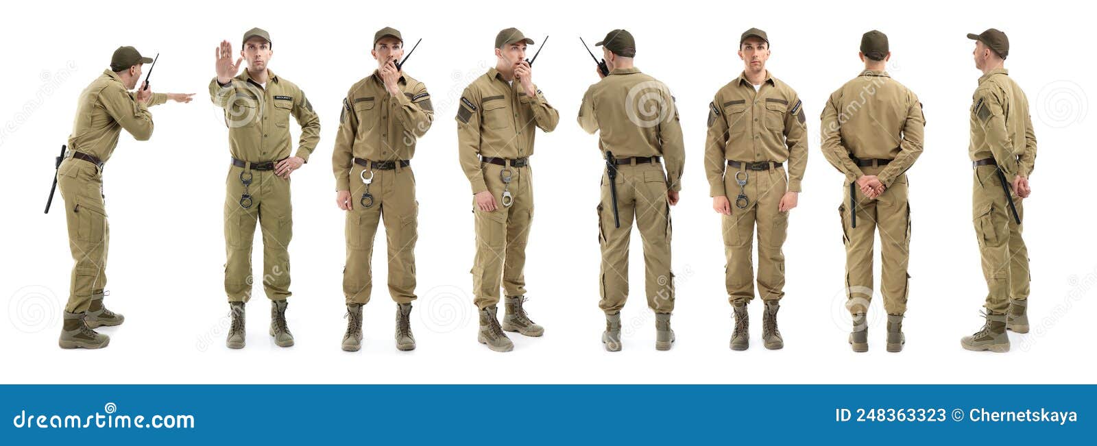 Collage of Professional Security Guard on White Background. Banner ...