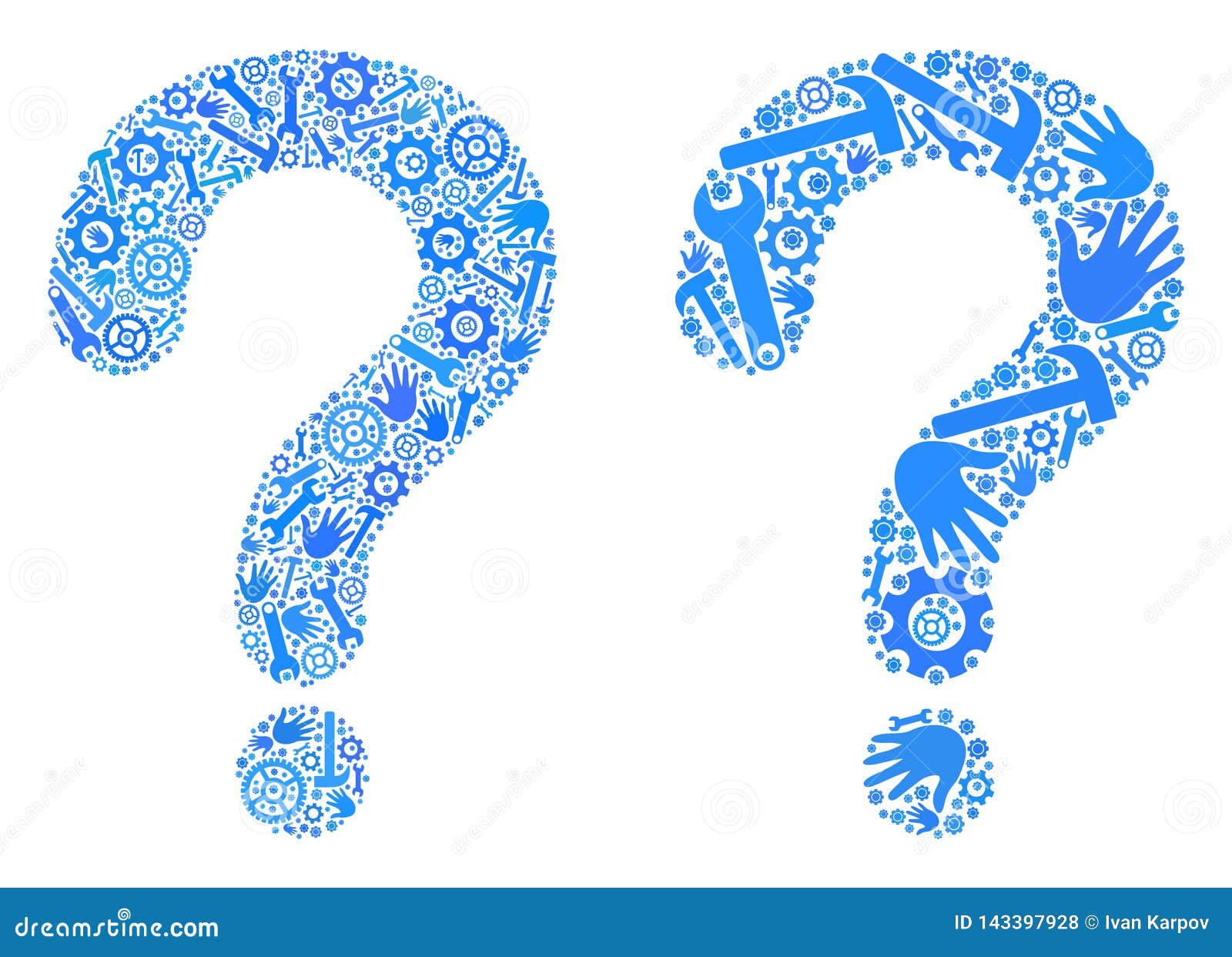 Collage Question Mark Icons of Repair Tools Stock Vector - Illustration ...