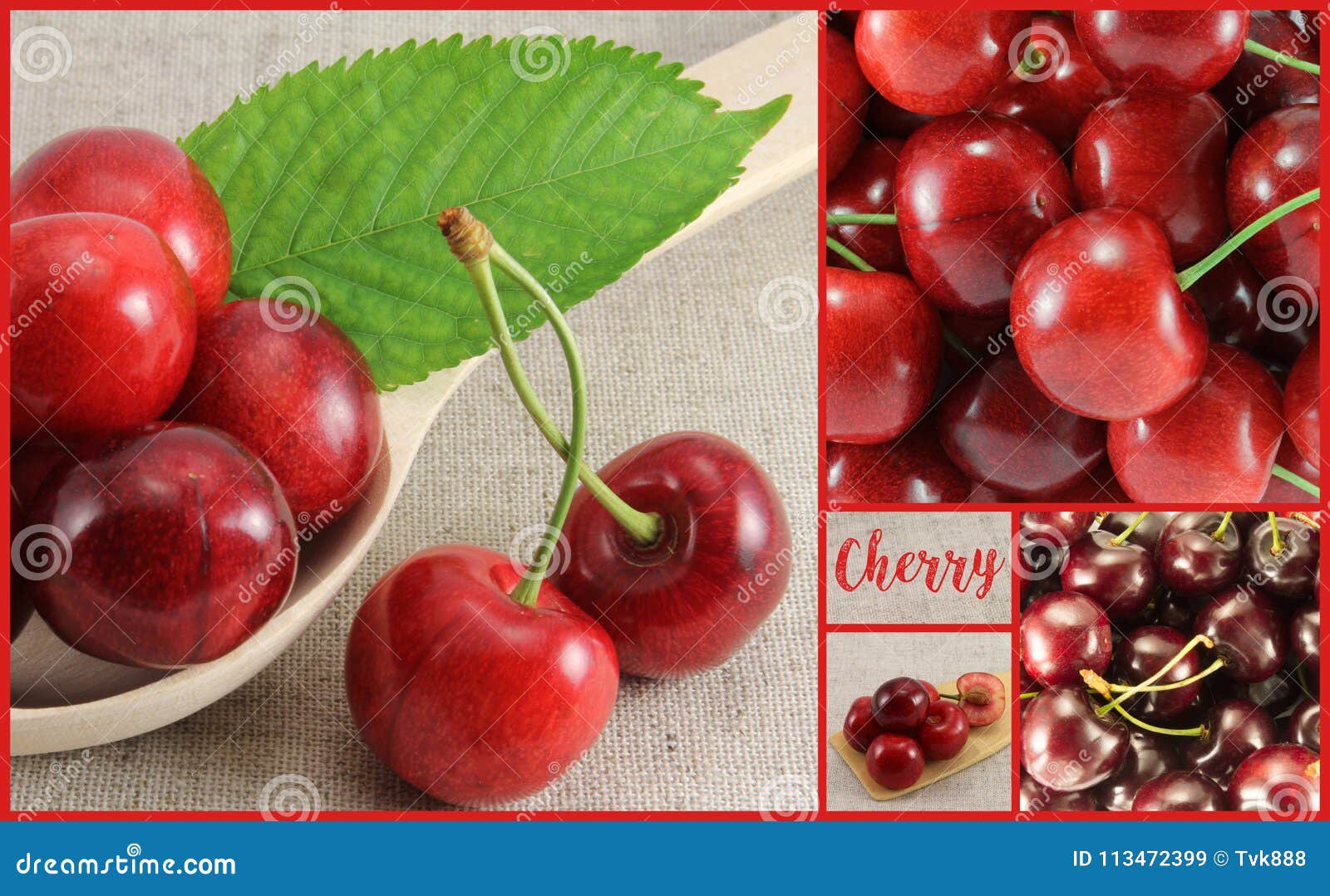 Collage of Red Cherry-rectangle Stock Image - Image of eating, iron ...