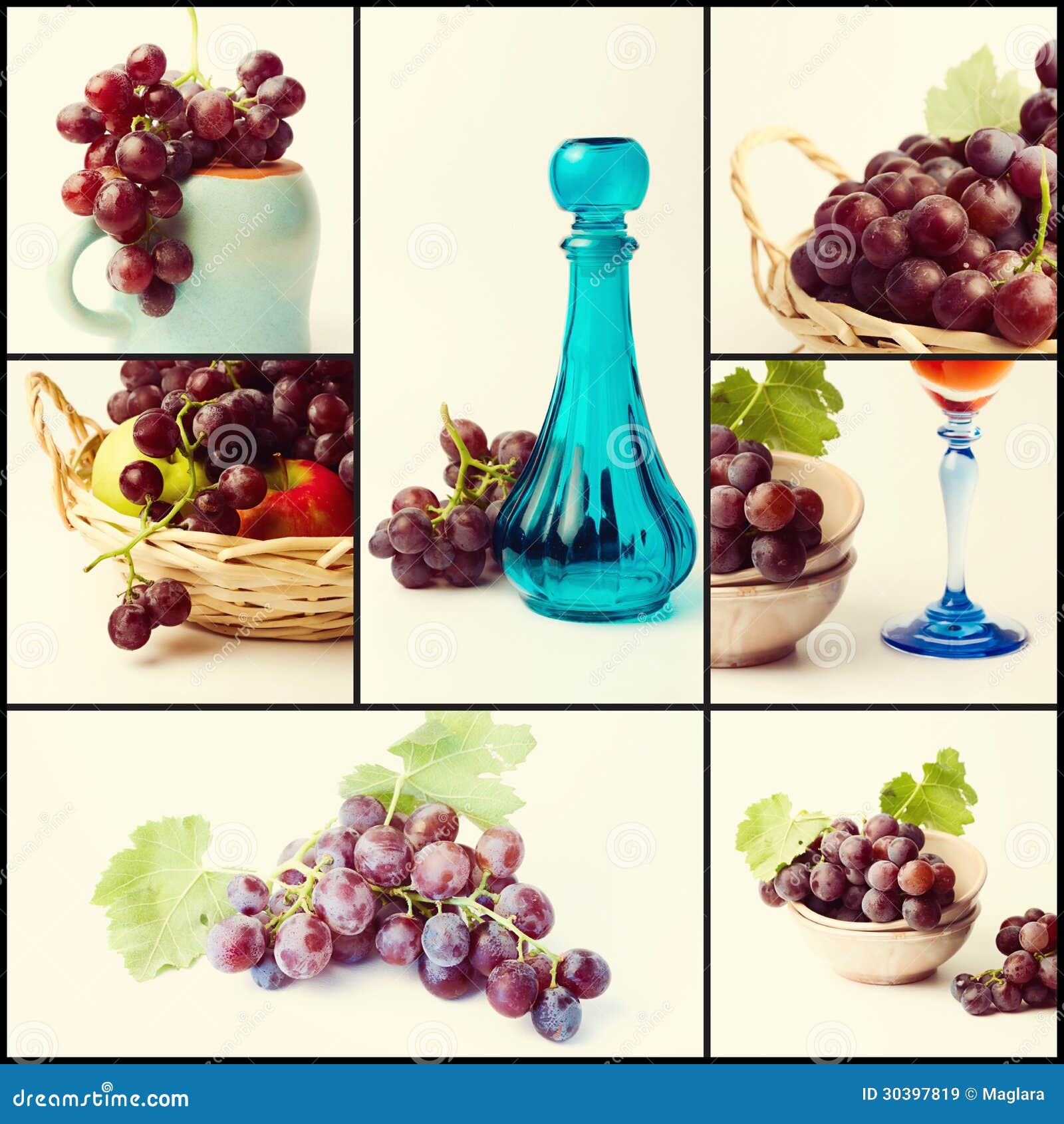 Collage with red grapes stock image. Image of pitcher - 30397819