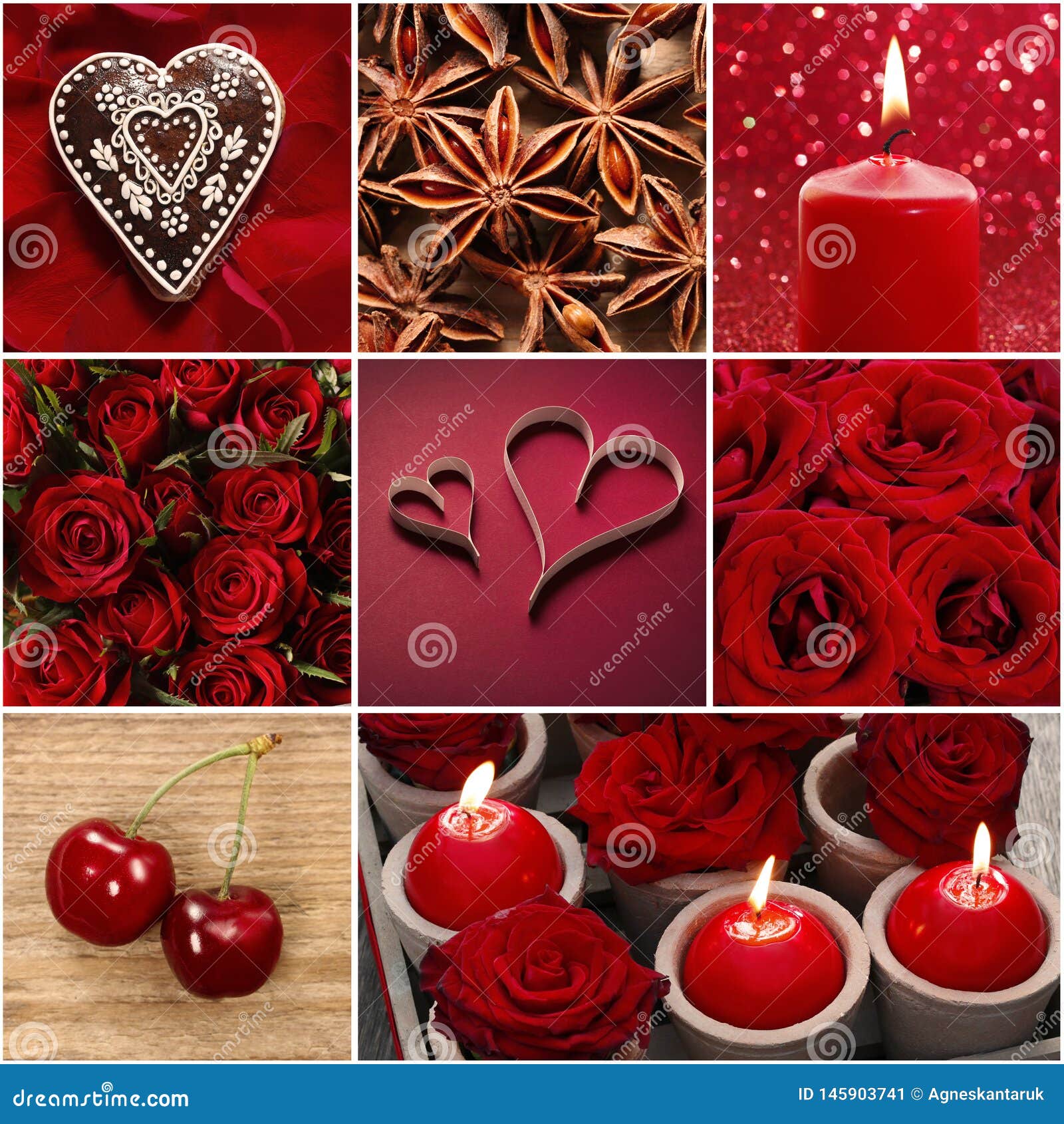 Collage with Red Romantic Objects - Valentines Day Set Stock Image ...