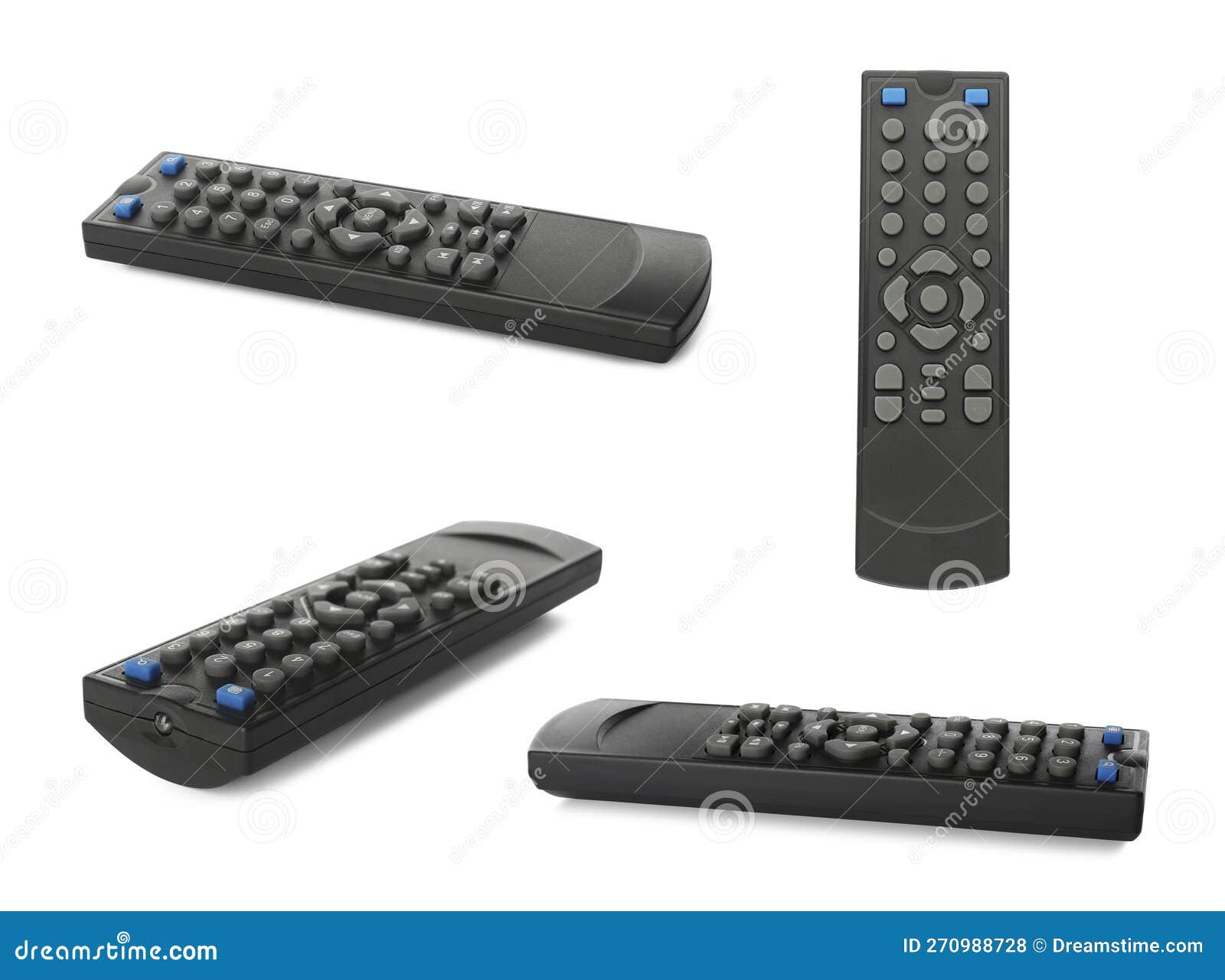 Collage of Remote Controller on White Background, Different Angles ...
