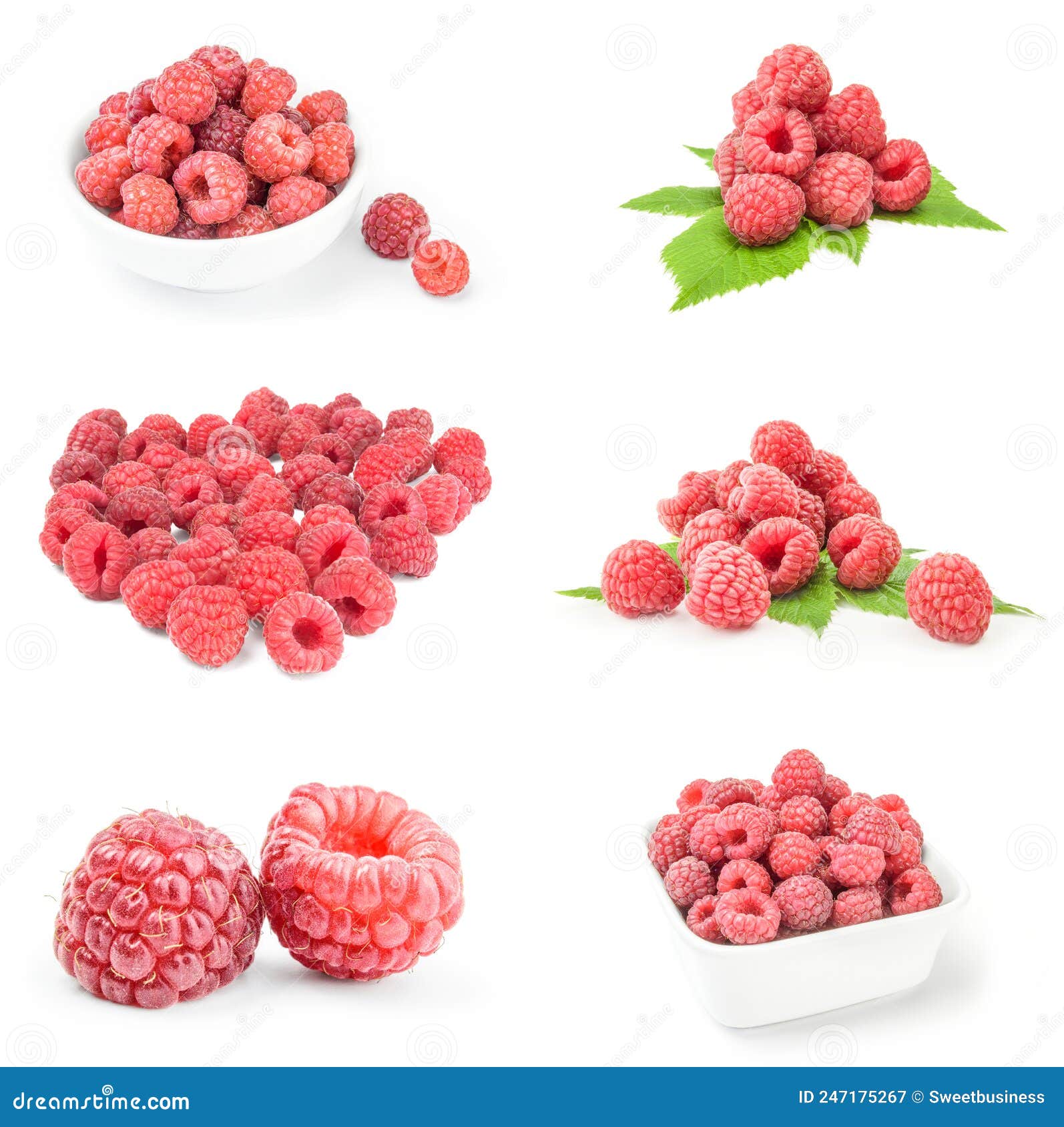 Set of Juicy Raspberry Isolated on a White Background Stock Image ...