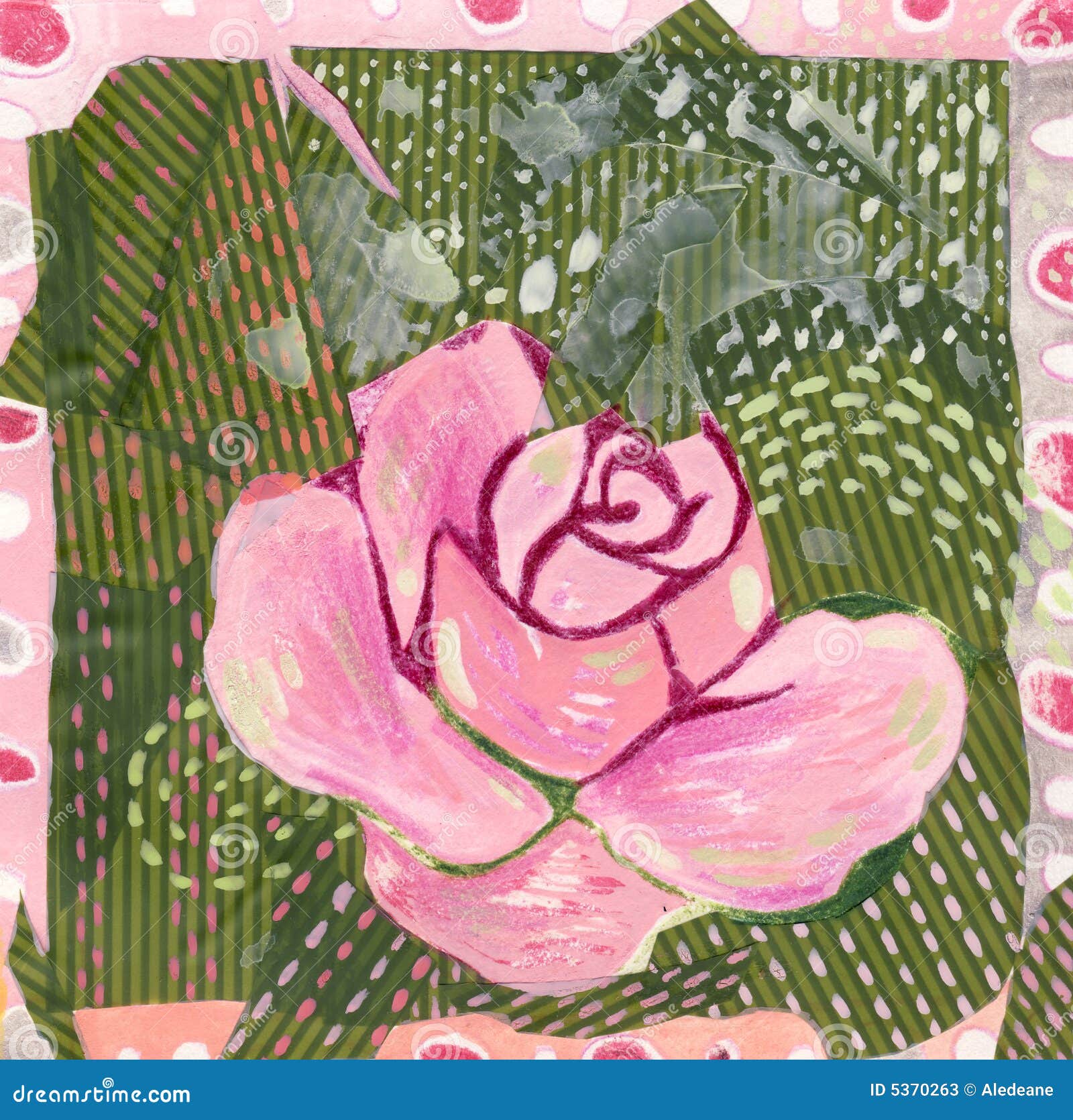 Collage rosado de Rose stock de ilustración. Ilustración de verde - 5370263
