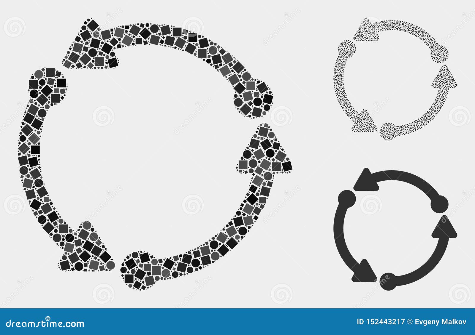 Rotation Direction Icon Mosaics of Squares and Circles Stock Vector ...