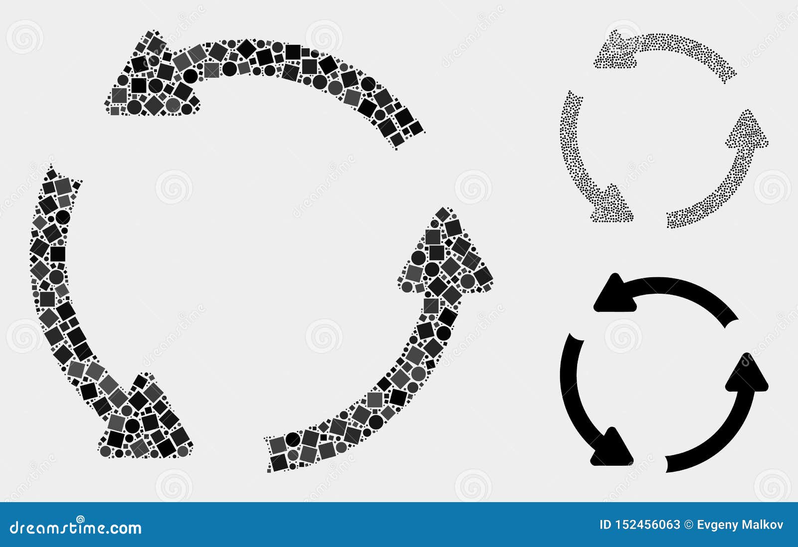 Rotation Motion Icon Collages of Squares and Circles Stock Vector ...
