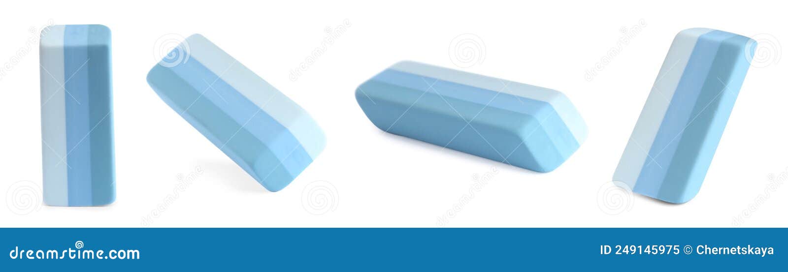 Collage Of Rubber Erasers On White Background. Banner Design Stock ...