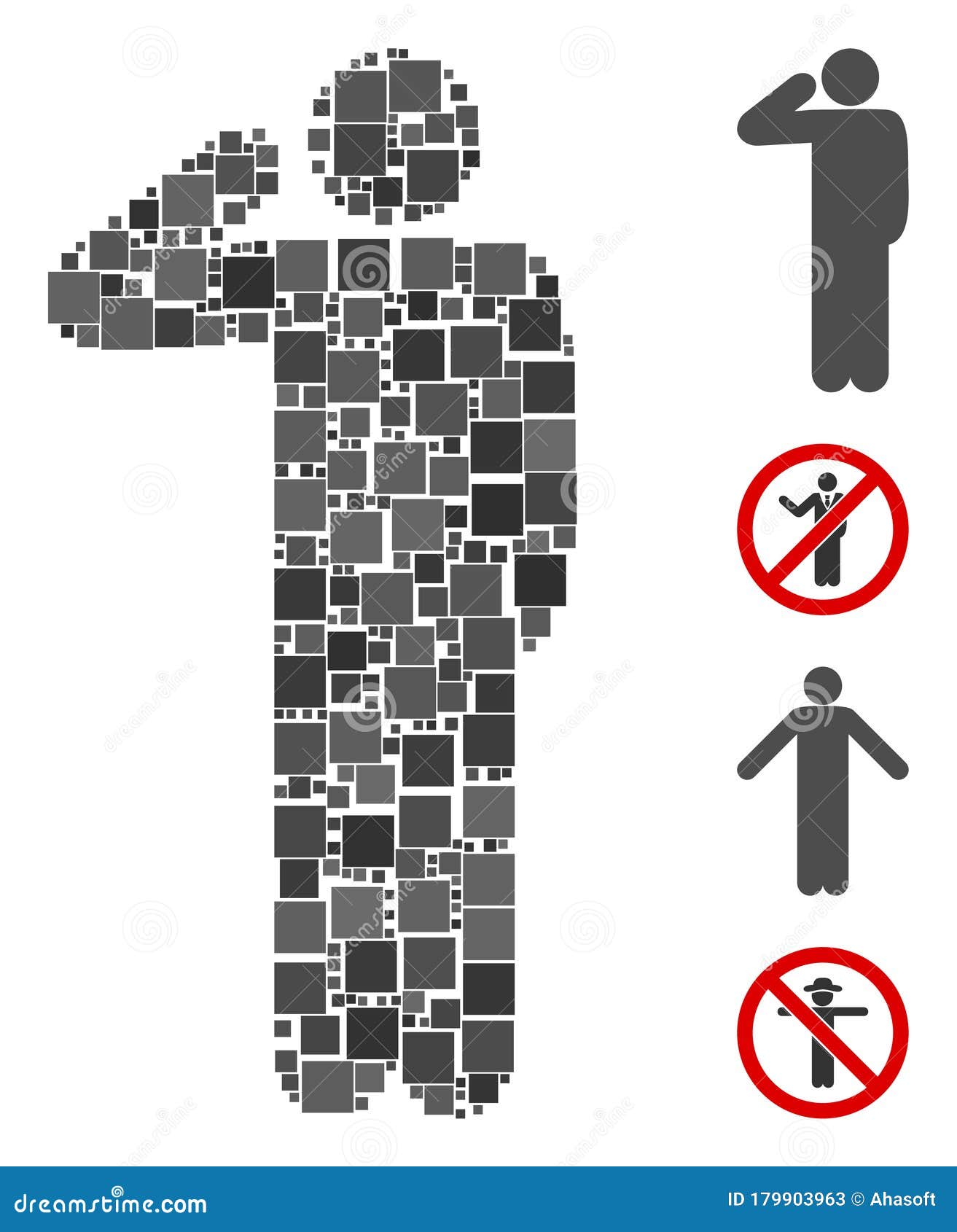 Square Salute Pose Icon Vector Mosaic Stock Illustration - Illustration ...