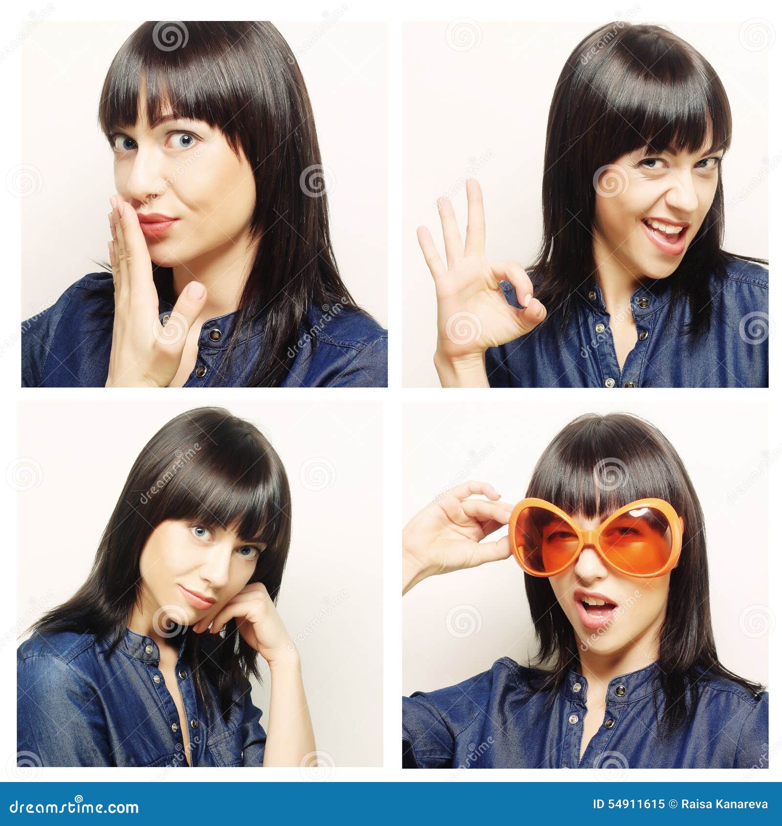 Collage of the same woman stock image. Image of headshot - 54911615
