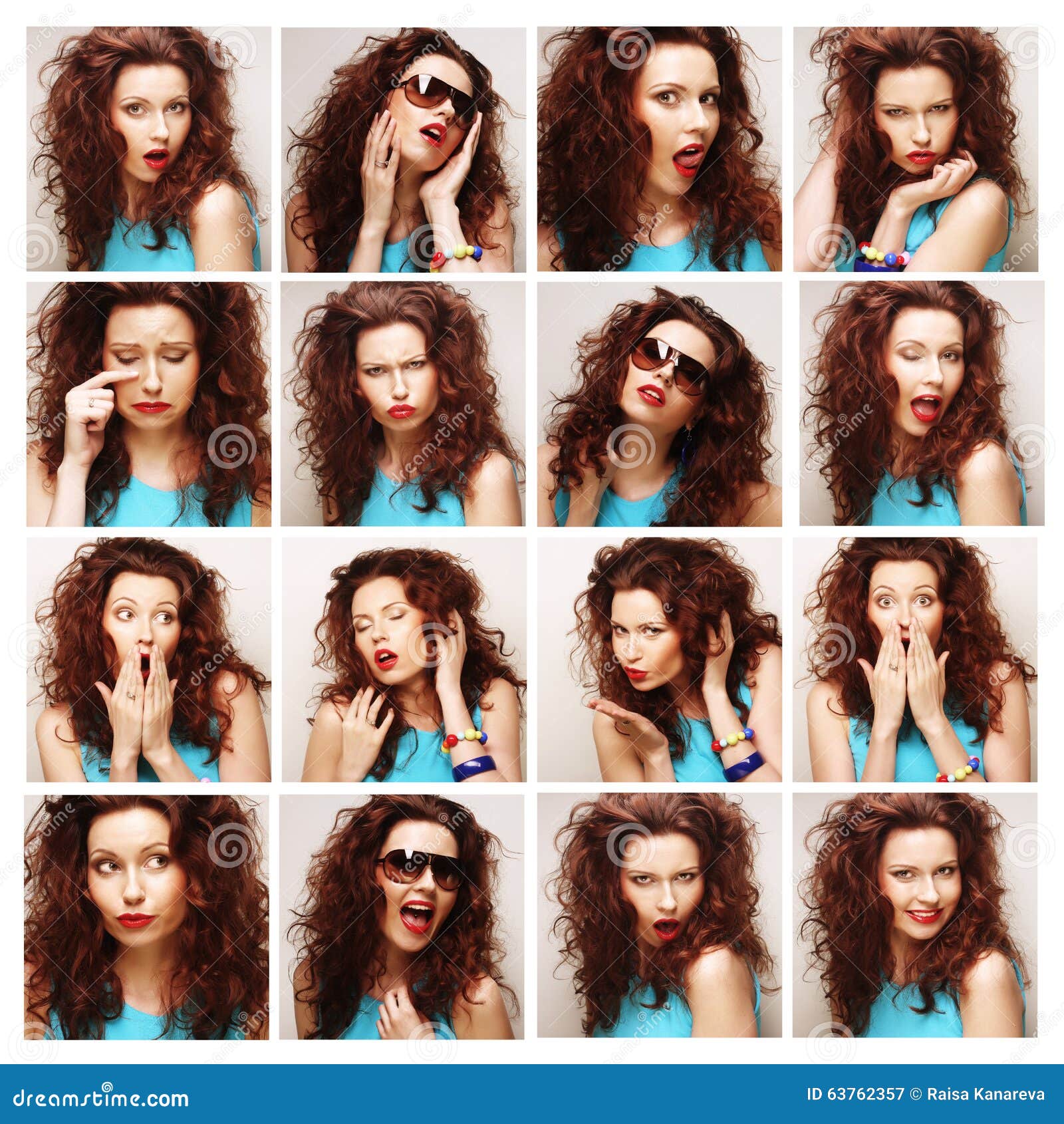 Collage of the Same Woman Making Diferent Expressions Stock Image ...