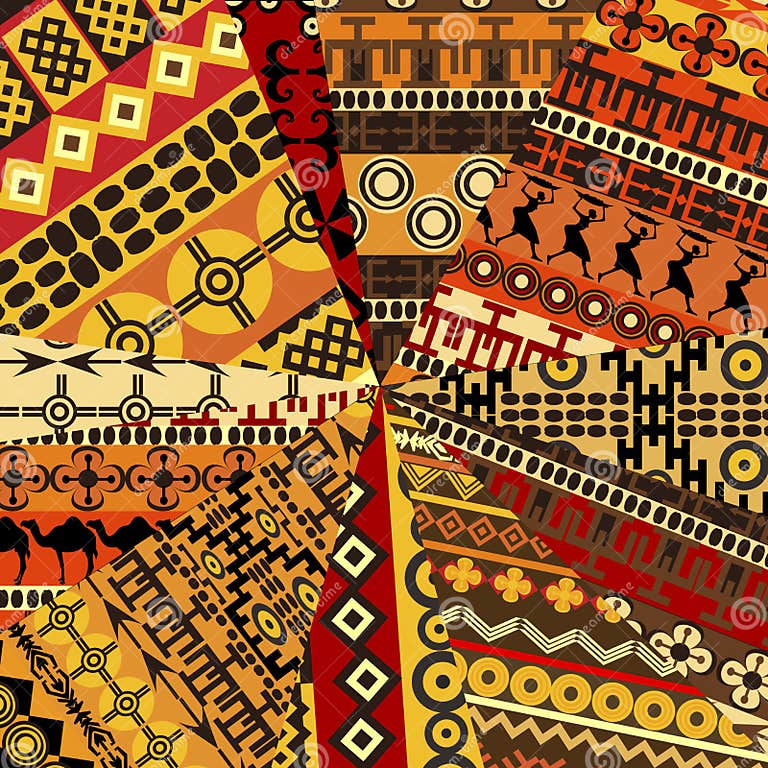 Collage of Sample with Ethnic Motifs Stock Illustration - Illustration ...