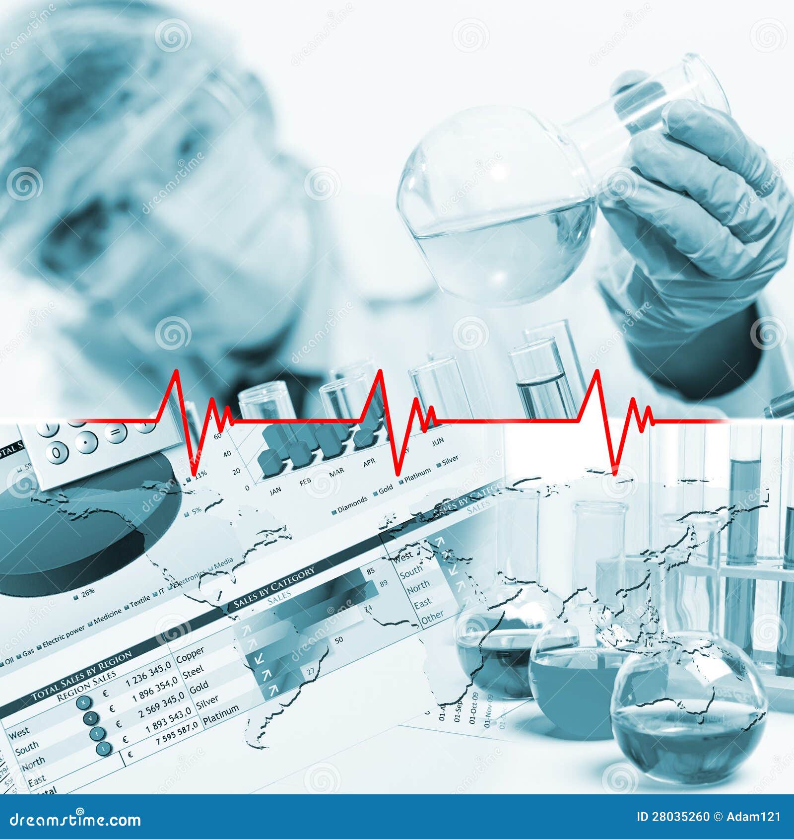 Collage with Scientist in Laboratory Stock Photo - Image of hygiene ...