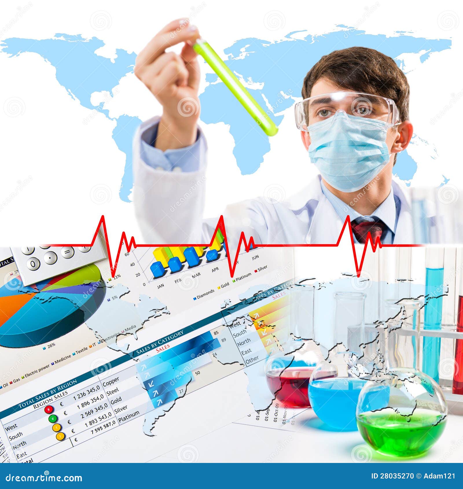 Collage with Scientist in Laboratory Stock Photo - Image of horizontal ...