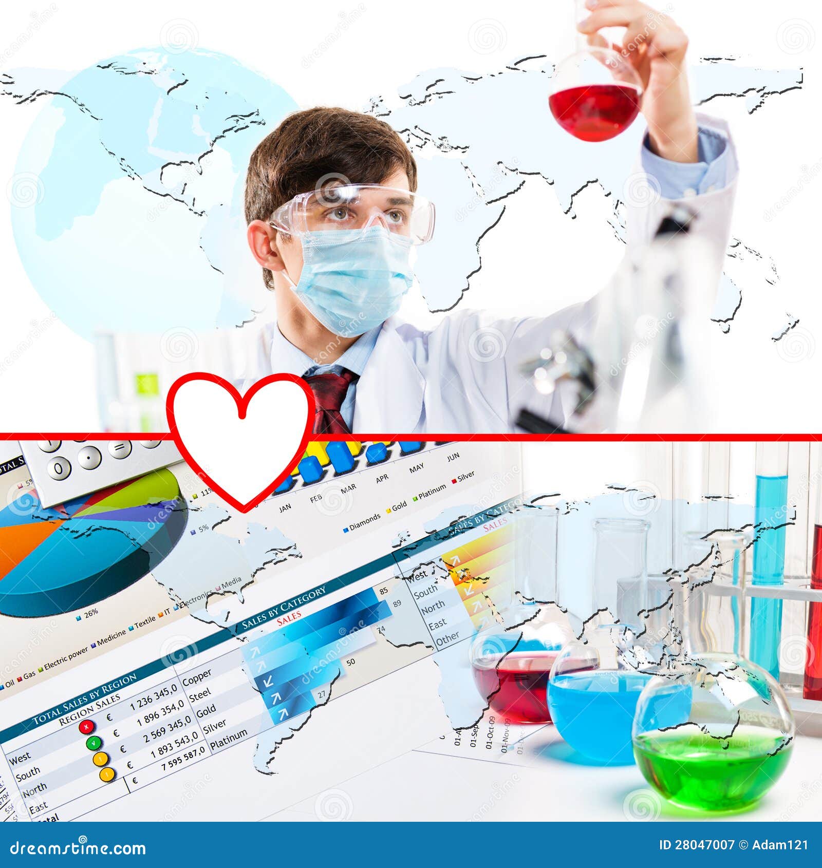 Collage with Scientist in Laboratory Stock Image - Image of chemist ...