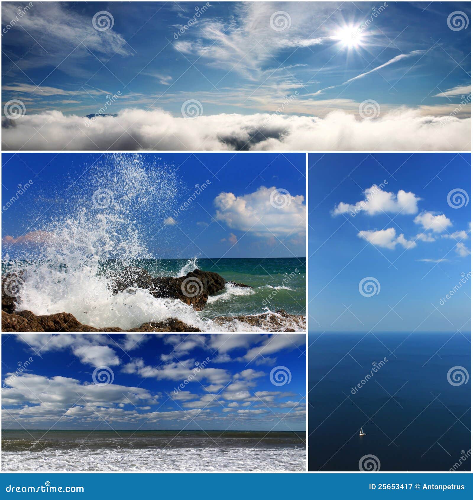 Collage of sea landscapes stock image. Image of rest - 25653417