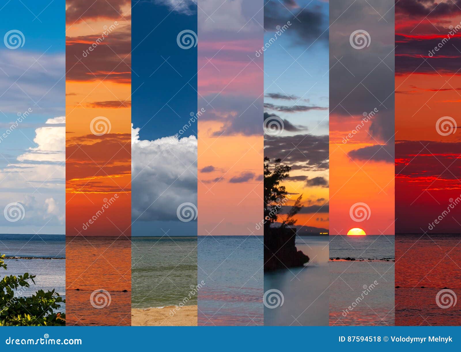 Collage of Sea Shots in Sunset Time Stock Photo - Image of beach, ocean ...