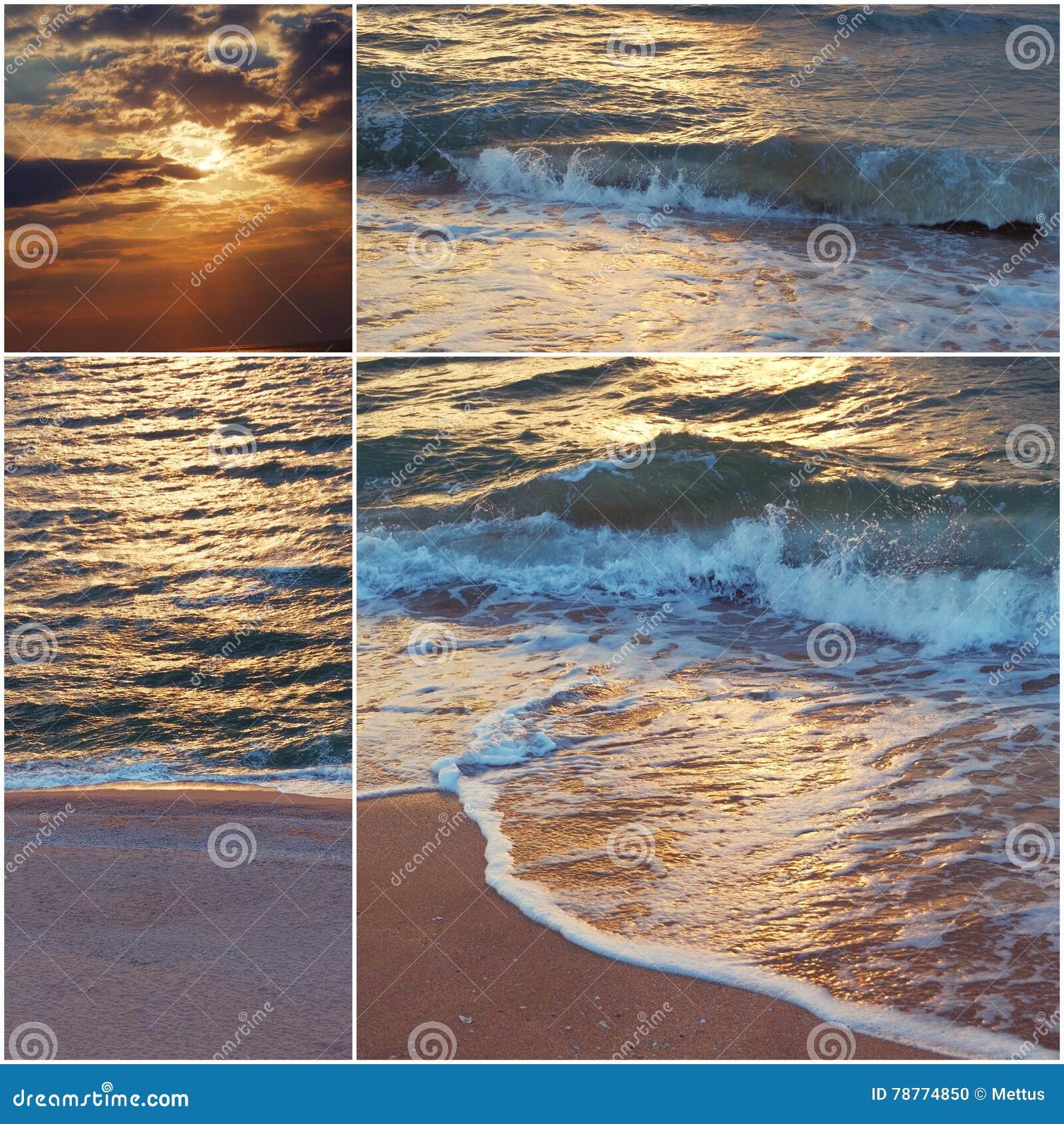Collage of Sea Shots in Sunset Time Stock Photo - Image of travelling ...