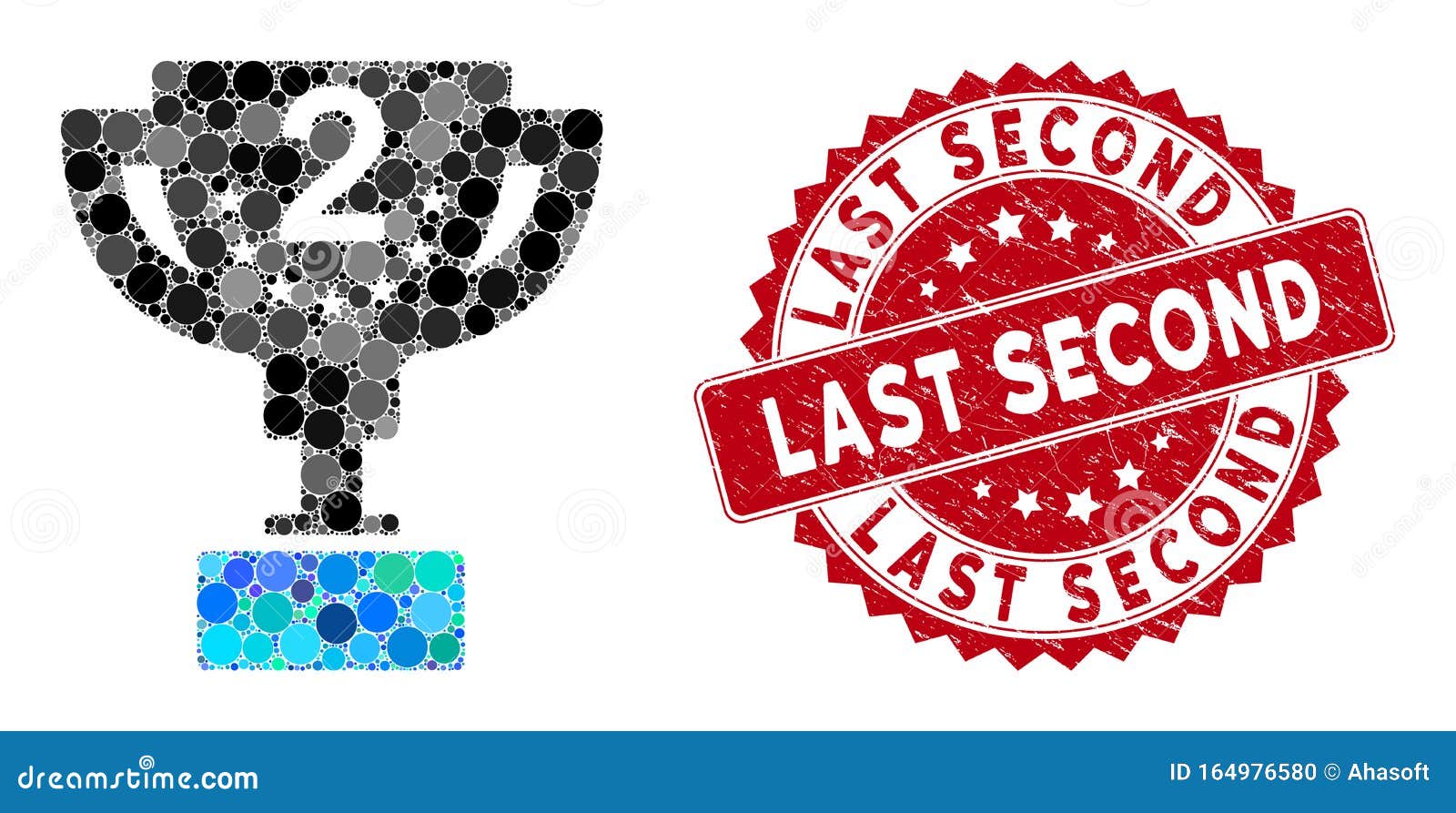 Collage Second Prize Cup with Distress Last Second Stamp Stock ...