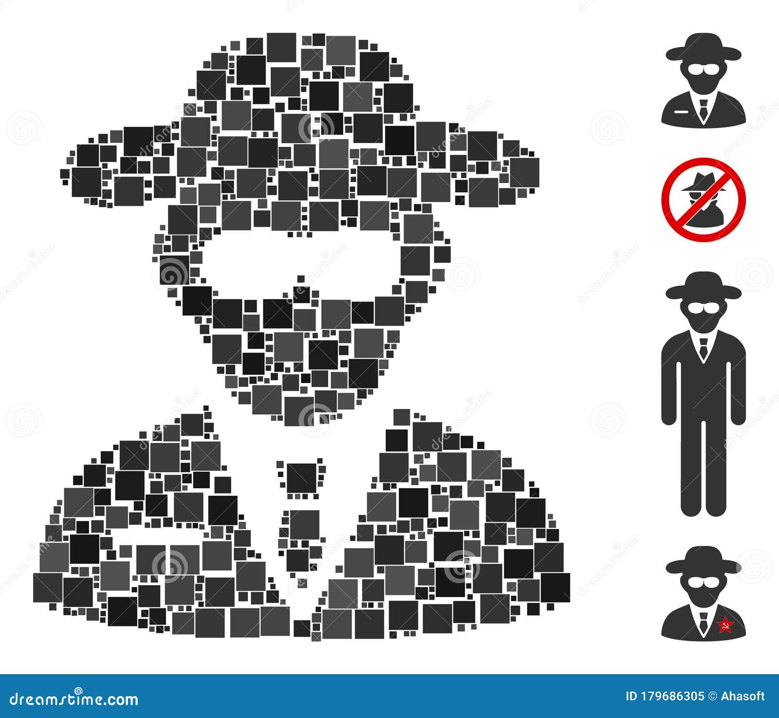 Square Secure Agent Icon Vector Collage Stock Vector - Illustration of ...