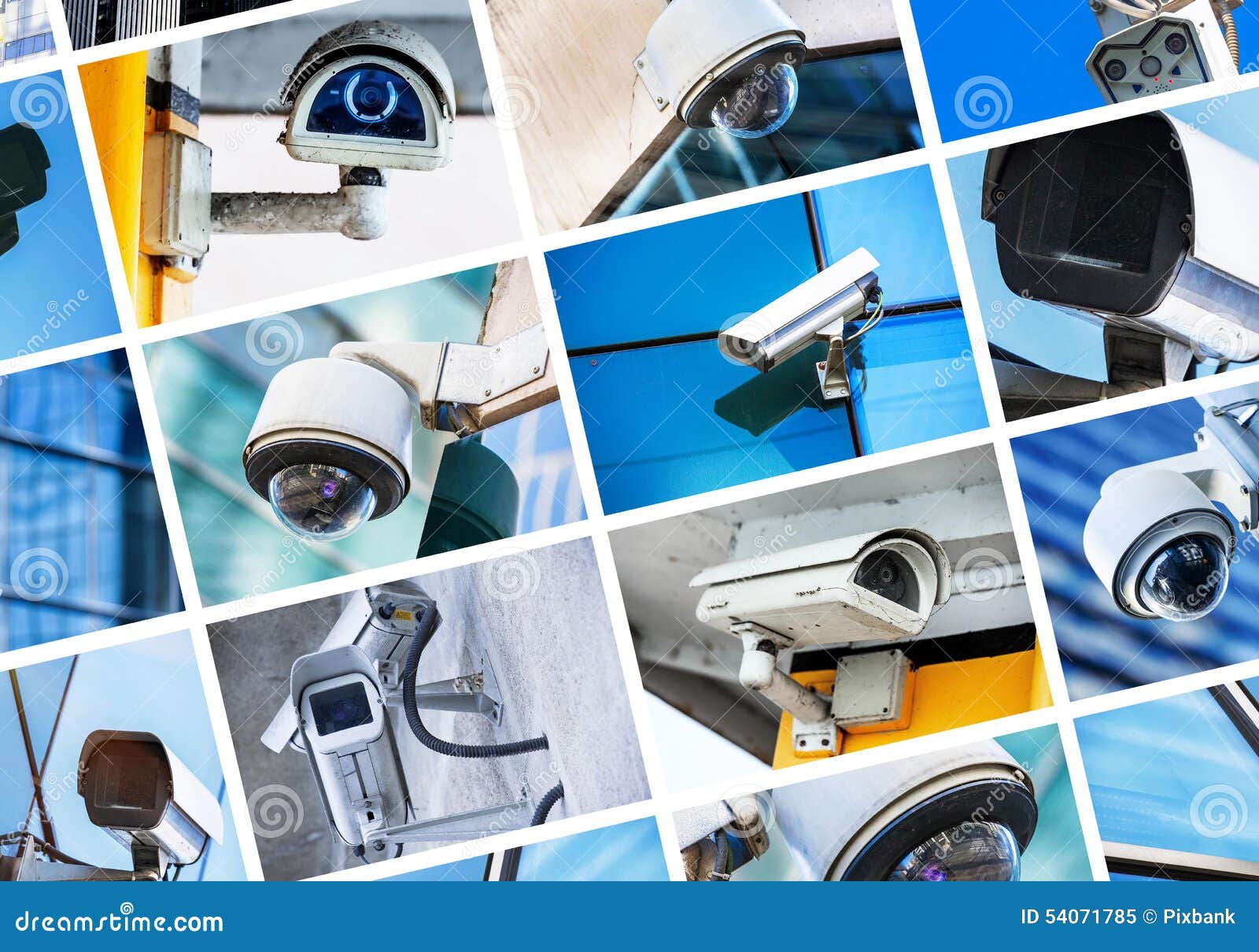 Collage of Security Camera and Urban Video Stock Image - Image of alarm ...
