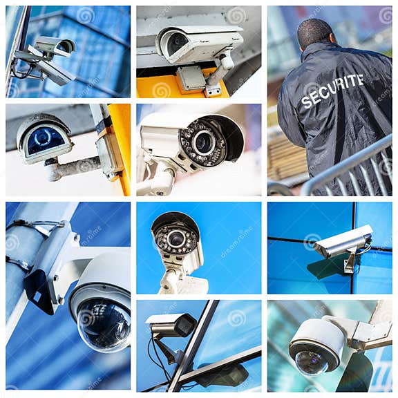 Collage of Security Camera and Urban Video Stock Image - Image of ...
