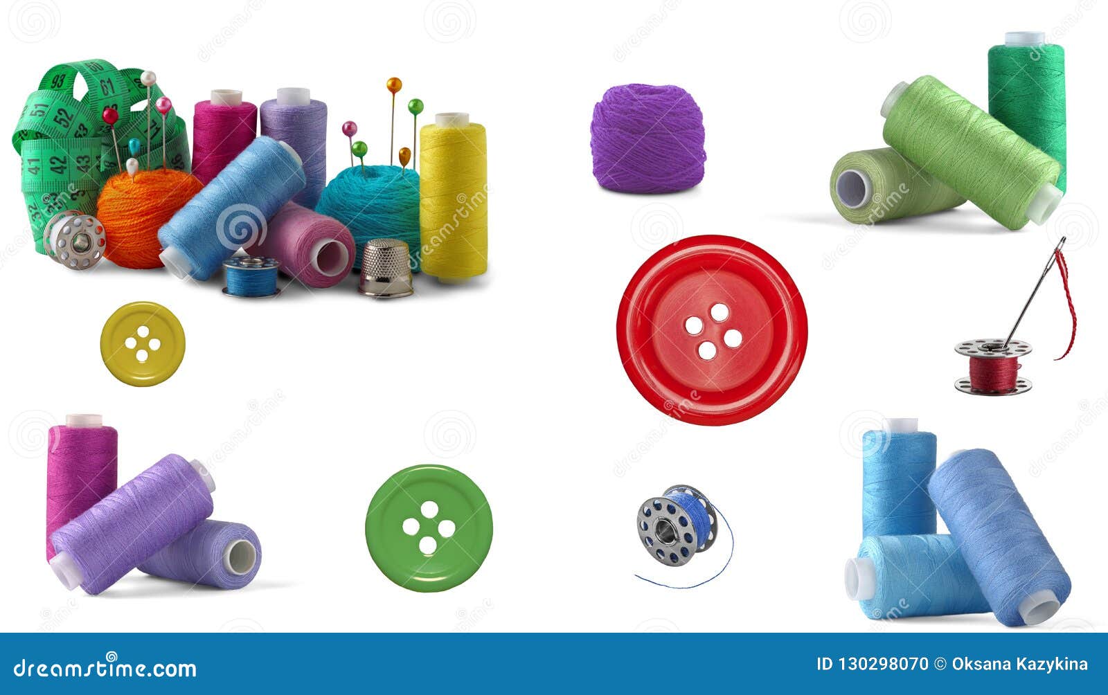Collage from a Set of Sewing Threads in Different Colors Stock Photo ...