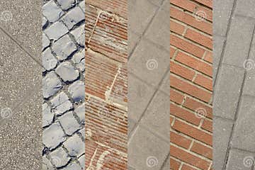 Collage of Several Bricks Walls and Pavement Floors. Different T Stock ...