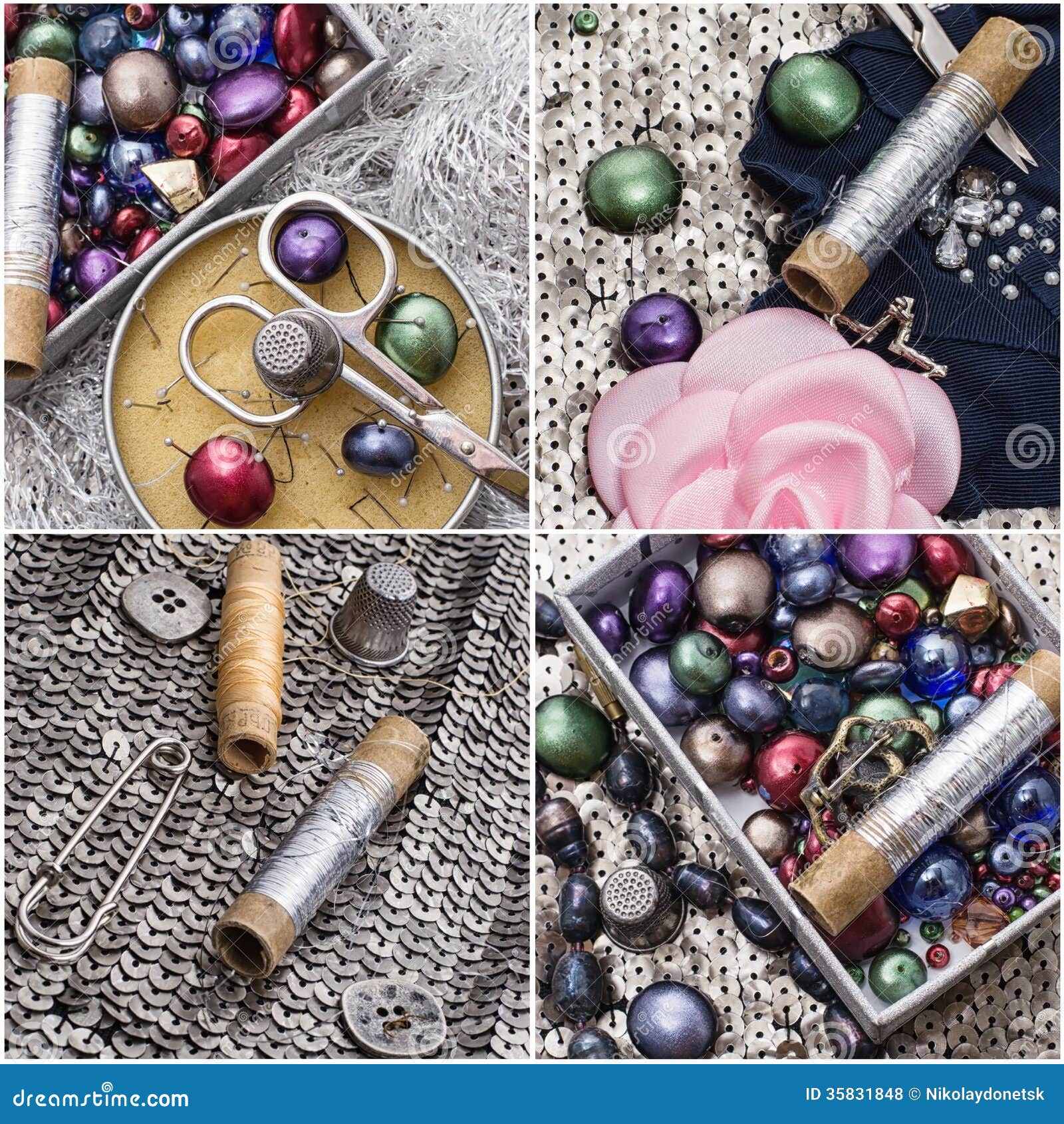 Collage with Sewing Supplies Stock Photo - Image of measurement, idea ...