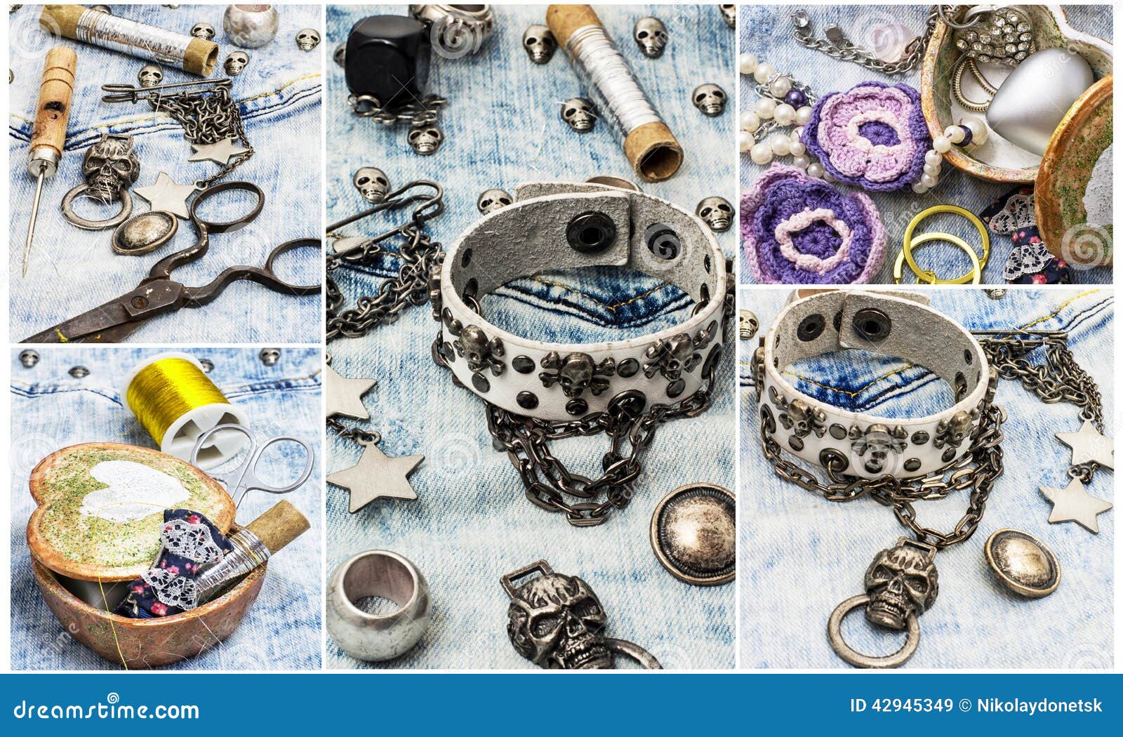 Collage with a Sewing Tool Accessories Stock Image - Image of ...