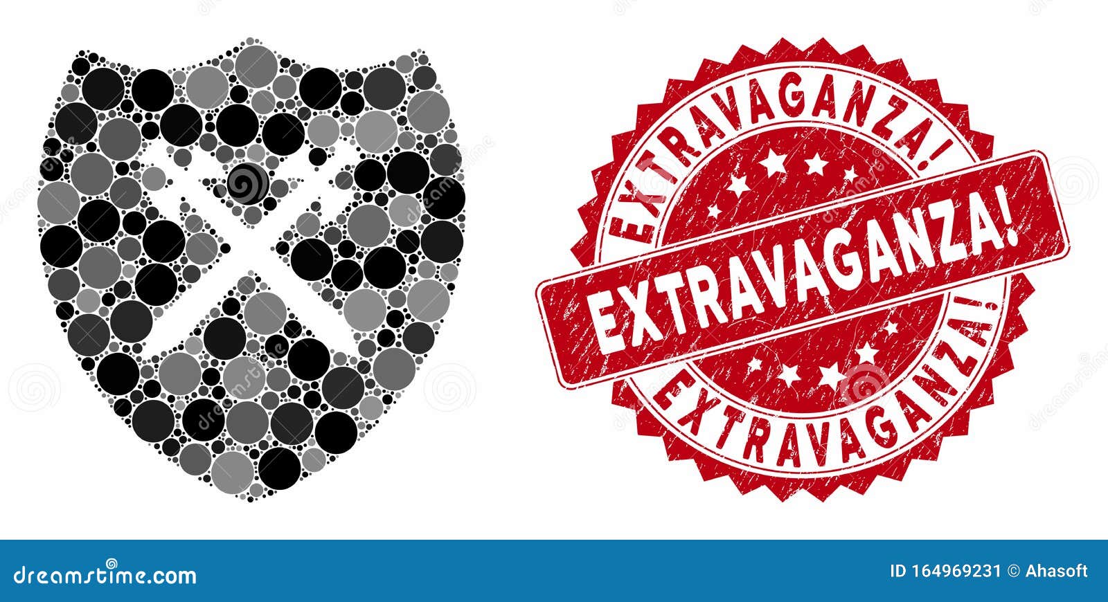 Collage Shield With Scratched Extravaganza! Seal Royalty-Free Stock ...