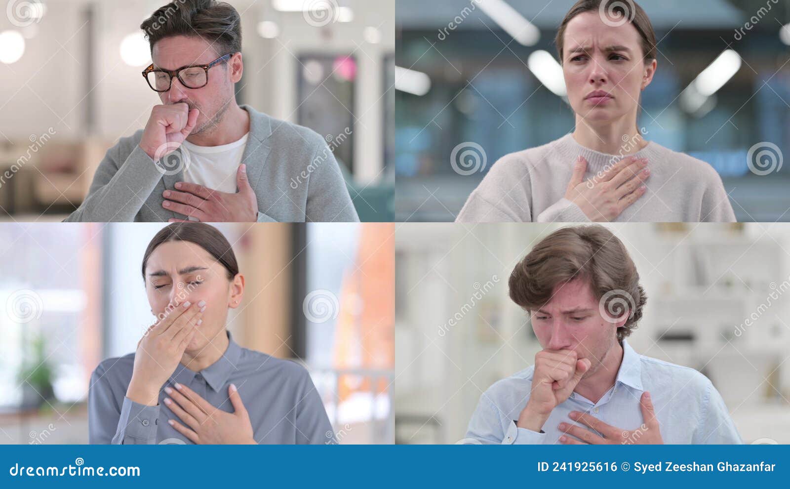 Collage of Sick Casual People Coughing Stock Photo - Image of partners ...