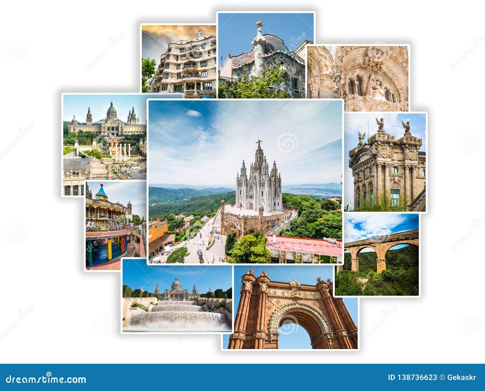 Collage of Sights of Barcelona Editorial Stock Photo - Image of guell ...