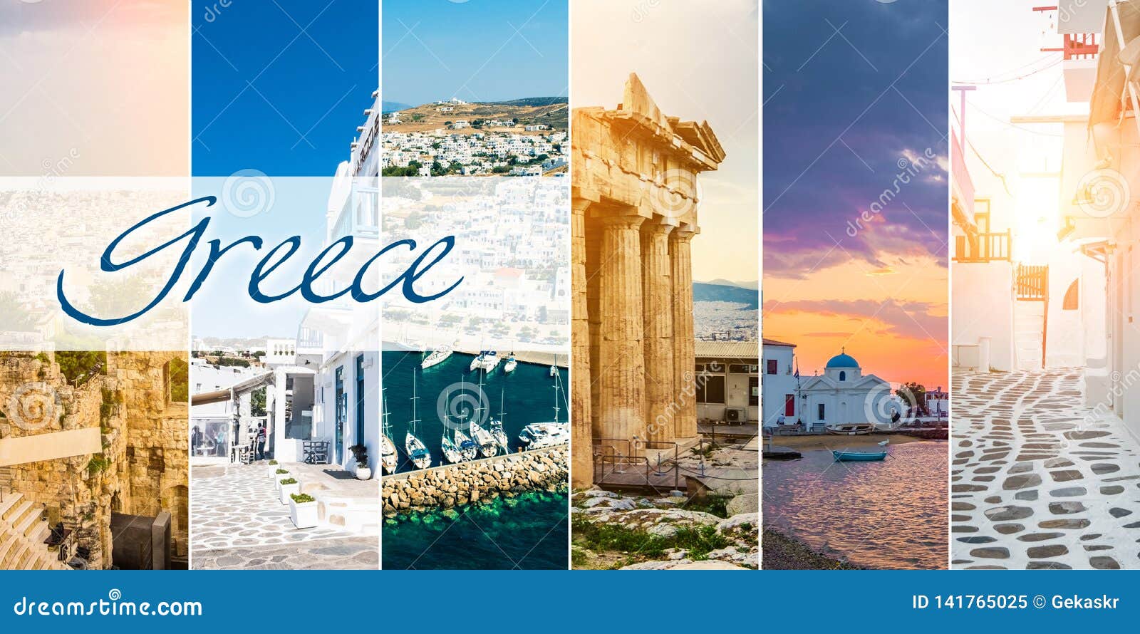 Collage of Sights of Greece Stock Image - Image of architecture ...