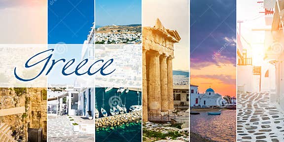 Collage of Sights of Greece Stock Image - Image of architecture ...