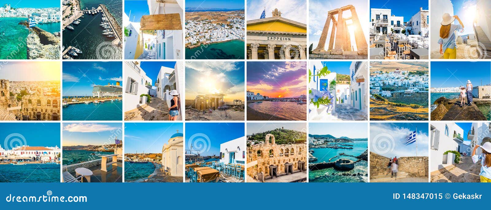 Collage of Sights of Greece Stock Image - Image of architecture ...