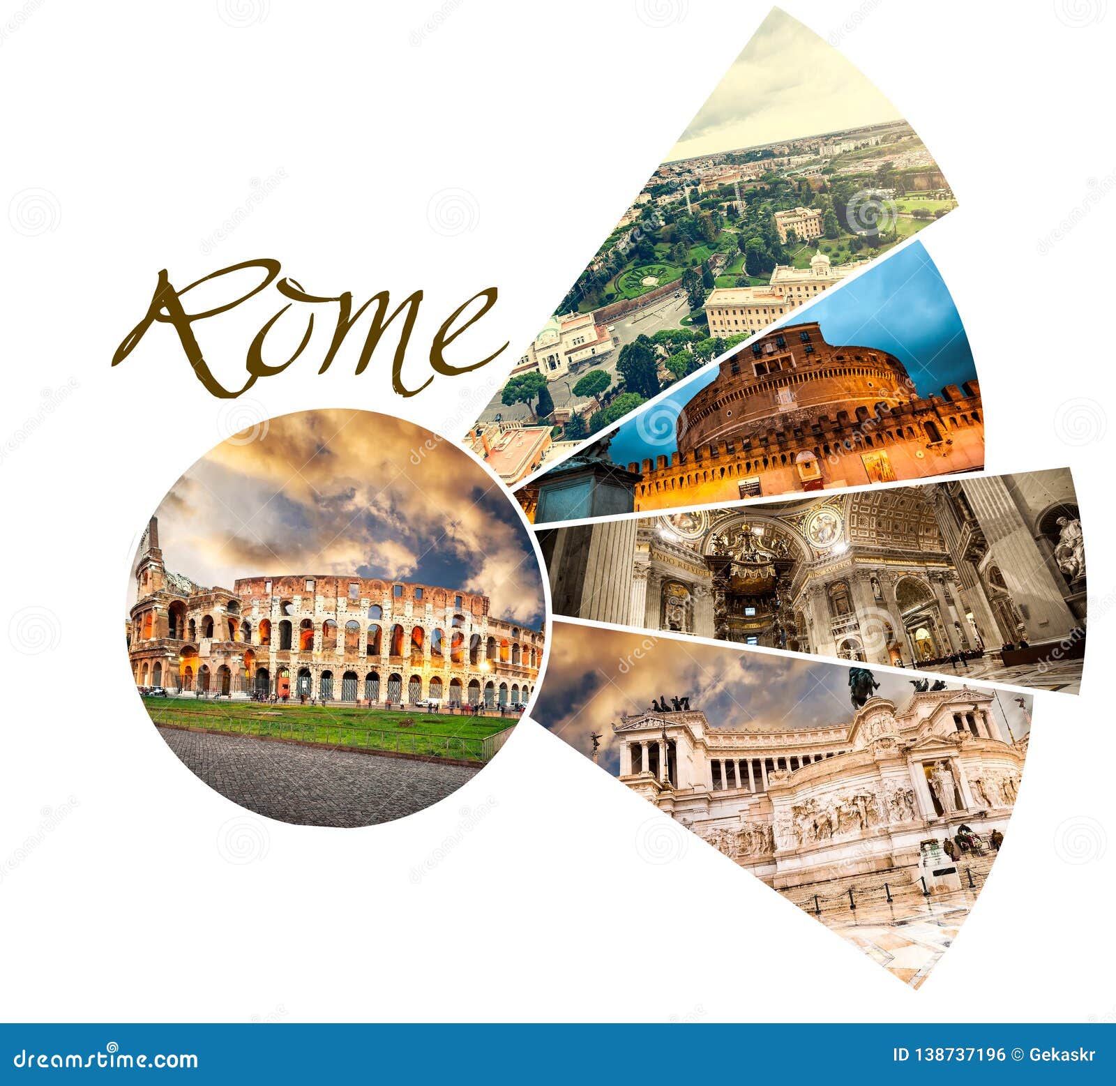 Collage of sights of Rome stock photo. Image of marble - 138737196
