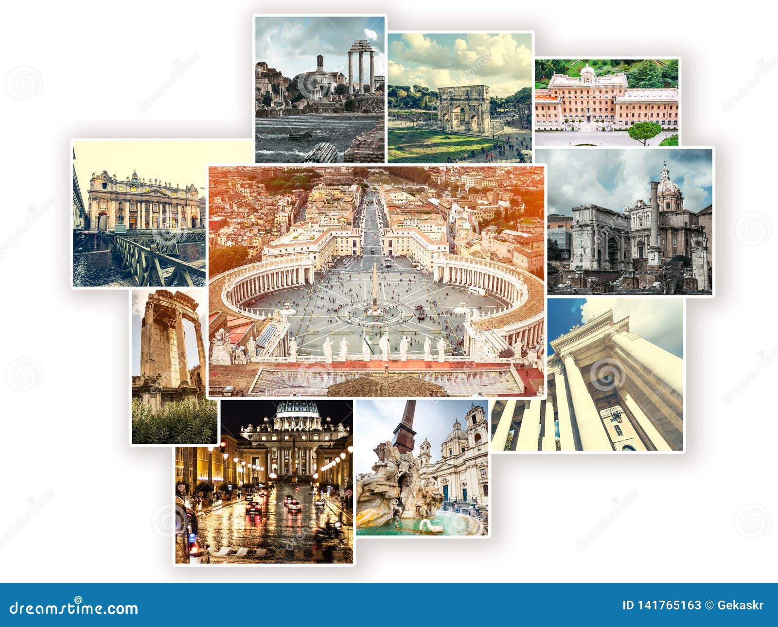 Collage of sights of Rome stock image. Image of history - 141765163