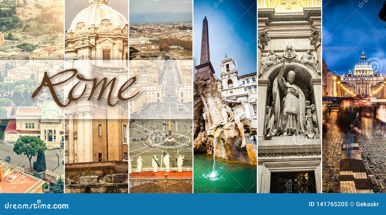 Collage of sights of Rome editorial image. Image of monument - 141765205