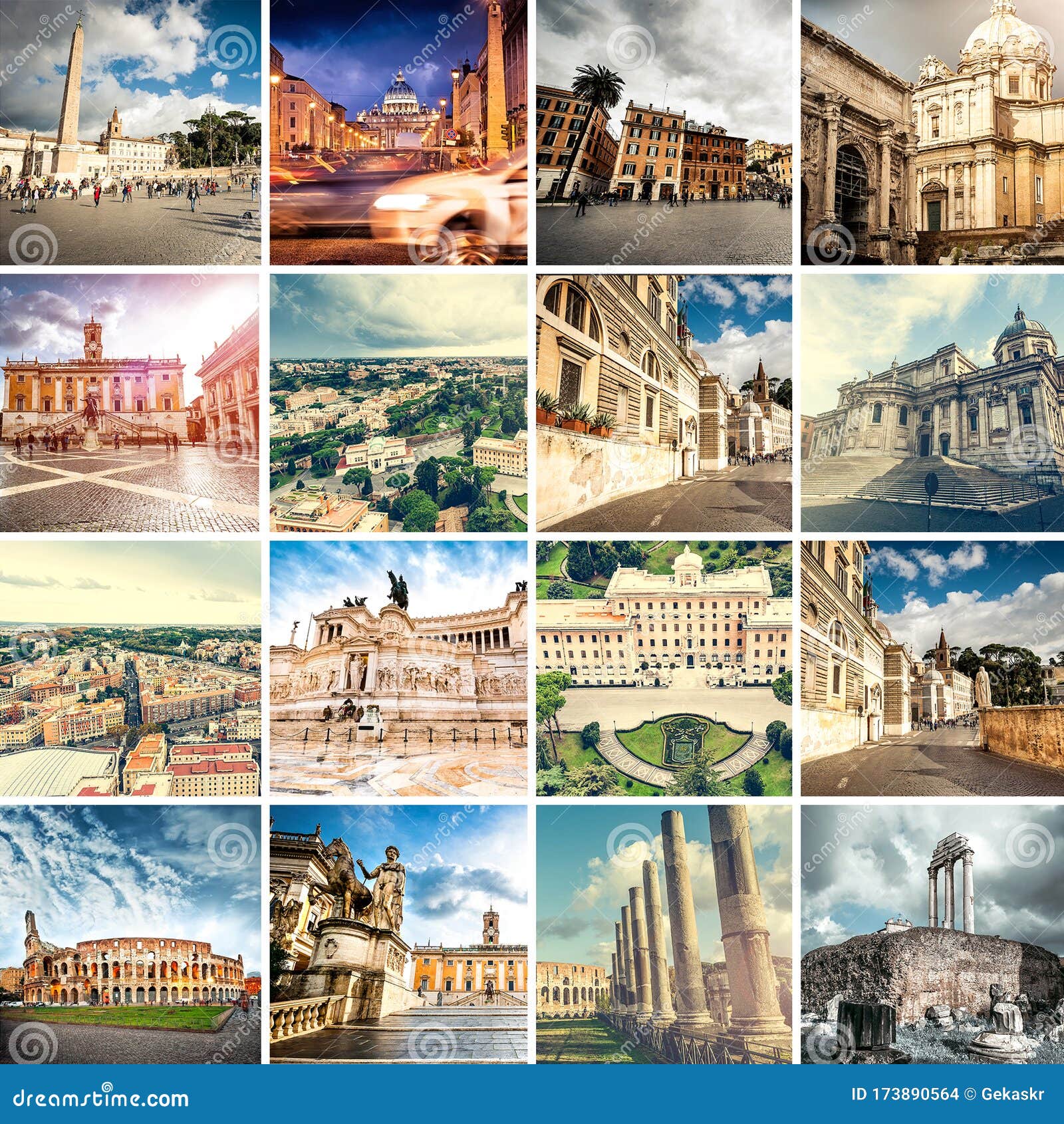 Collage of sights of Rome editorial stock image. Image of historic ...