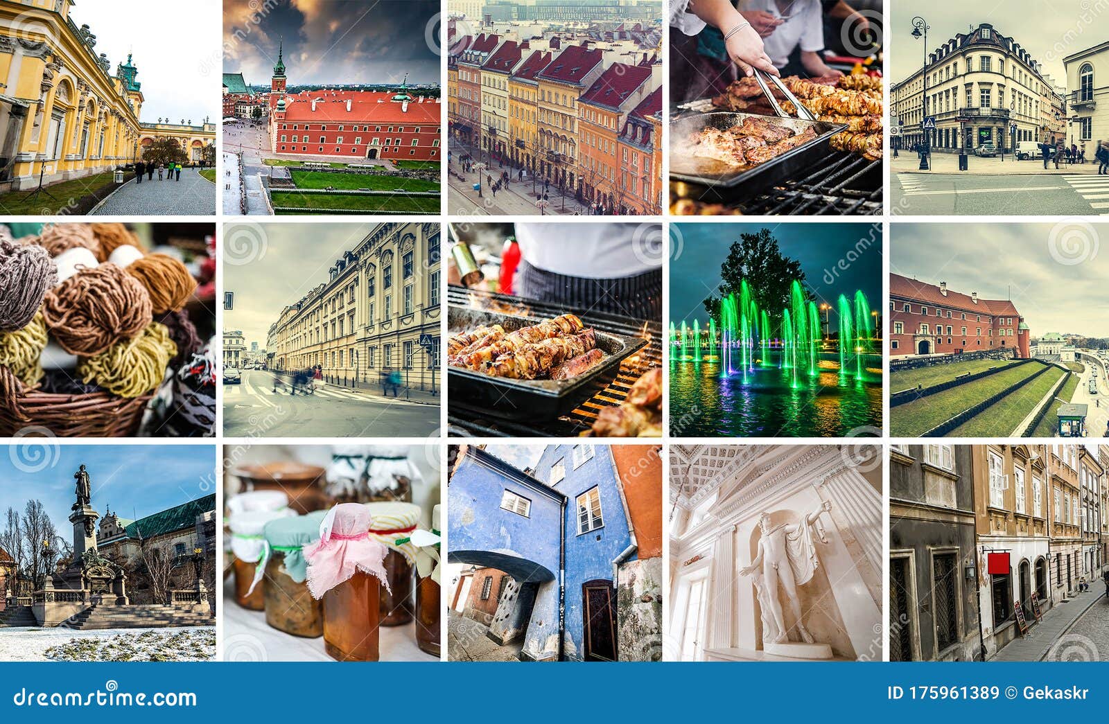 Collage of Sights of Warsaw Stock Image - Image of city, landmark ...