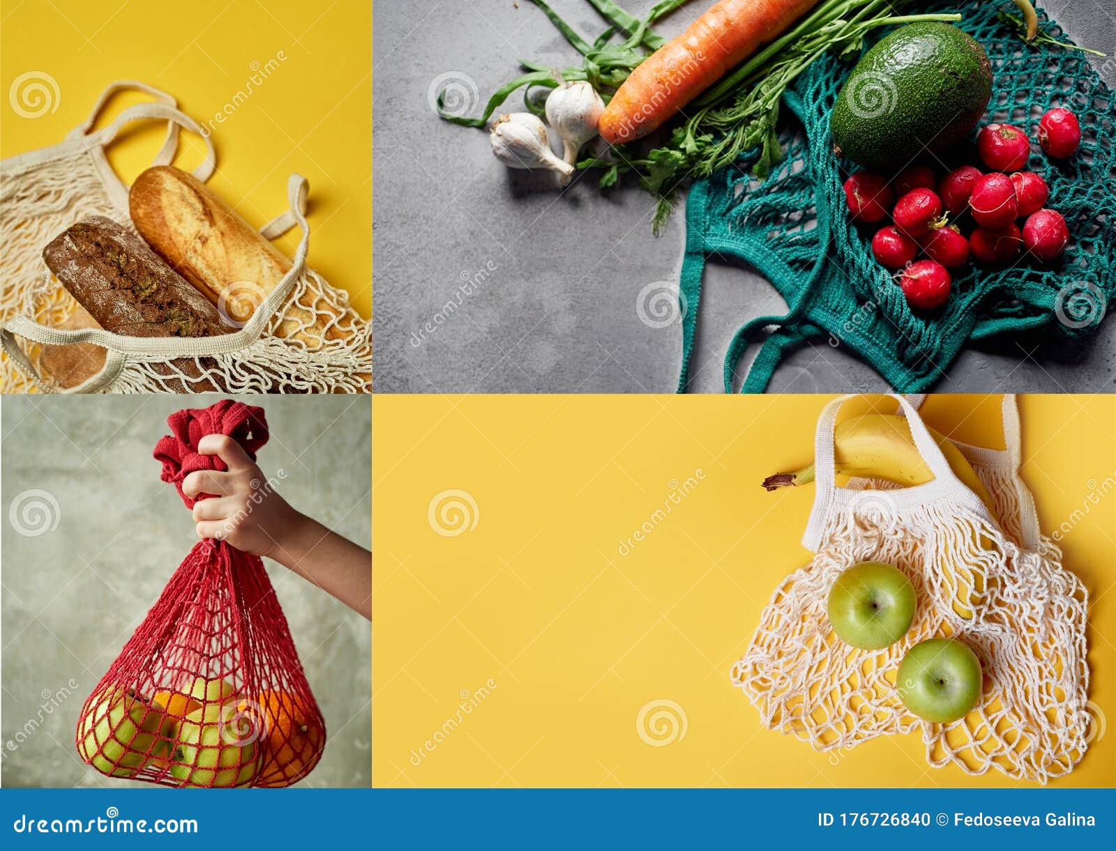 Collage, Simple Food in a Bag.Bread, Vegetables and Fruit. a World ...