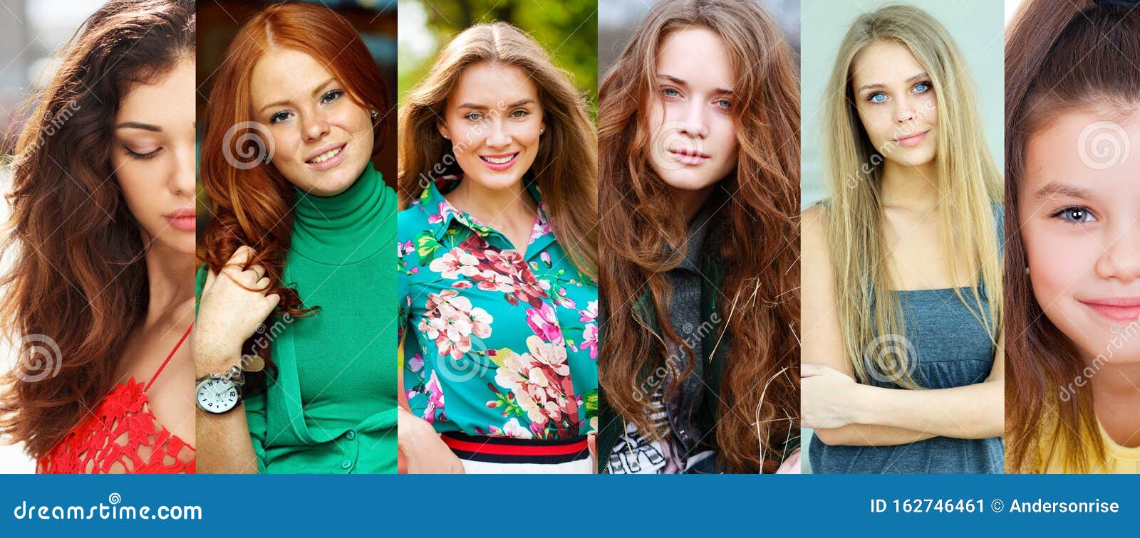 Collage happy young women stock image. Image of beautiful - 162746461