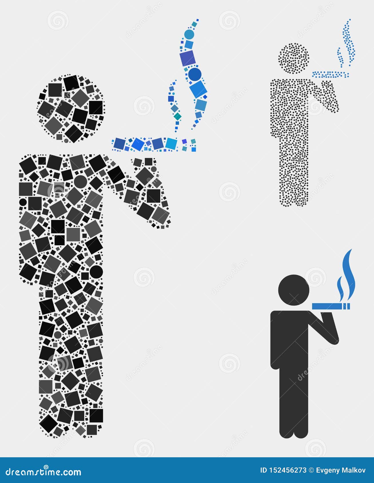 Smoker Icon Mosaics of Squares and Circles Stock Vector - Illustration ...