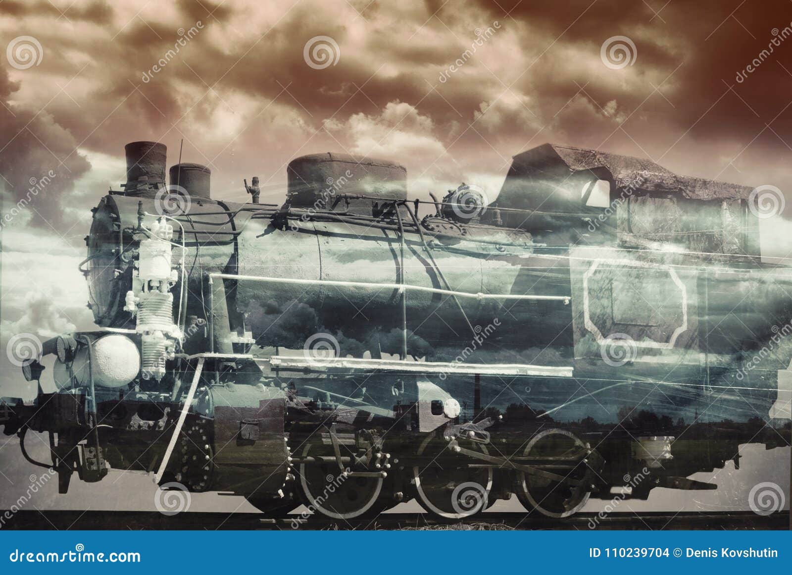 Collage in Soft Tones on the Topic of Ancient Trains Stock Photo ...